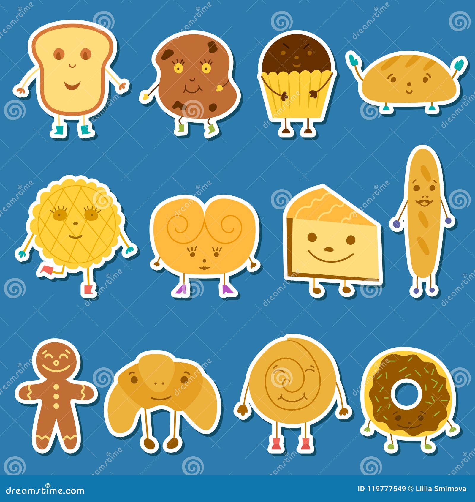 Vector Cartoon Bread Characters Stock Vector Illustration Of Cover