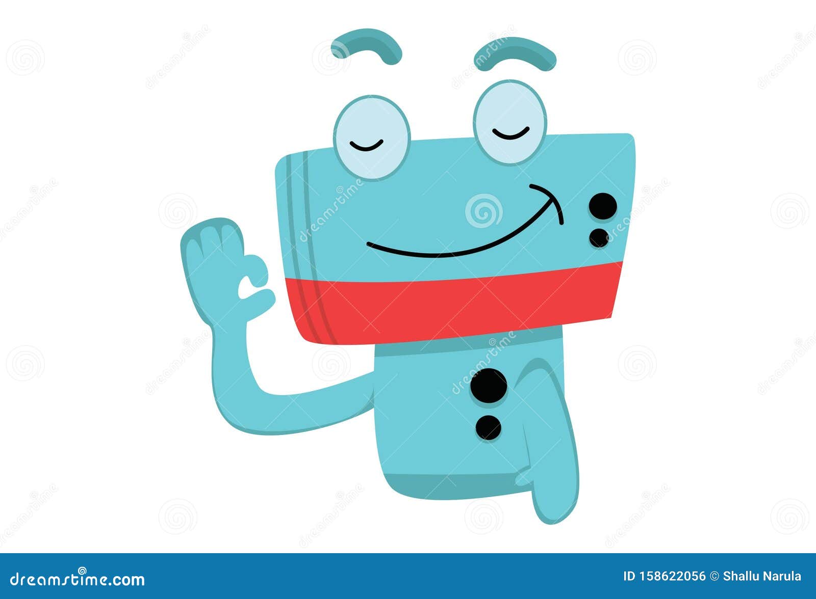 Vector Cartoon Illustration of Cute Robot Stock Vector - Illustration ...