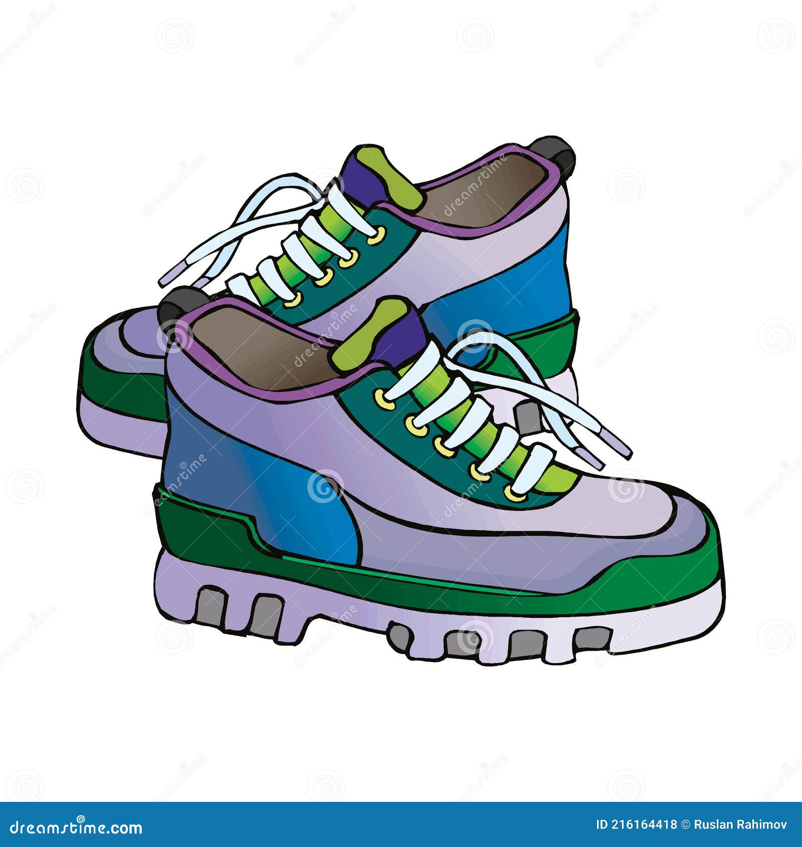 Vector Cartoon Illustration - Extreme Hiking Boots. Front View Stock ...