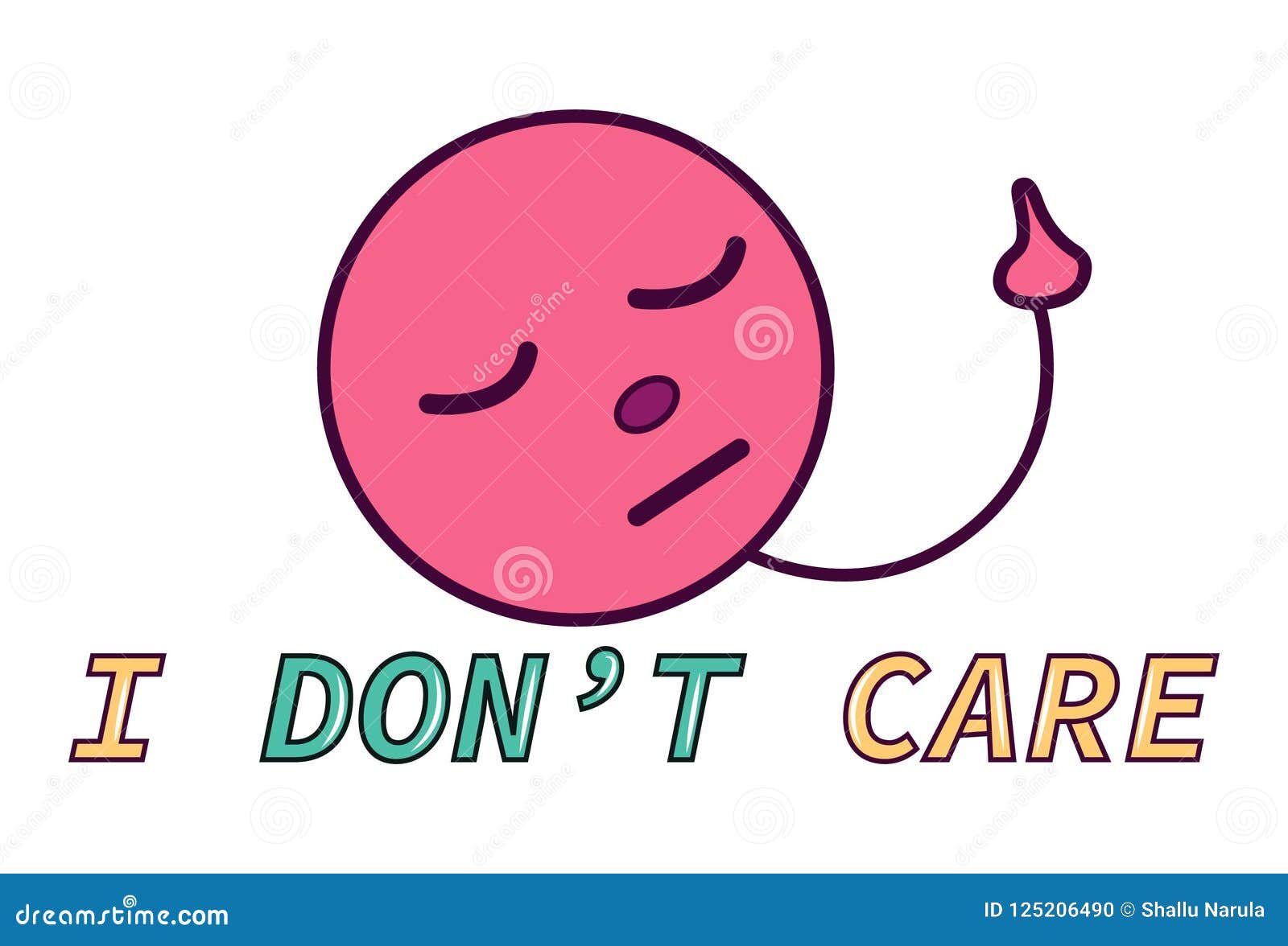 Vector Cartoon Illustration Of Face With I Don`t Care Text Stock Vector Illustration Of