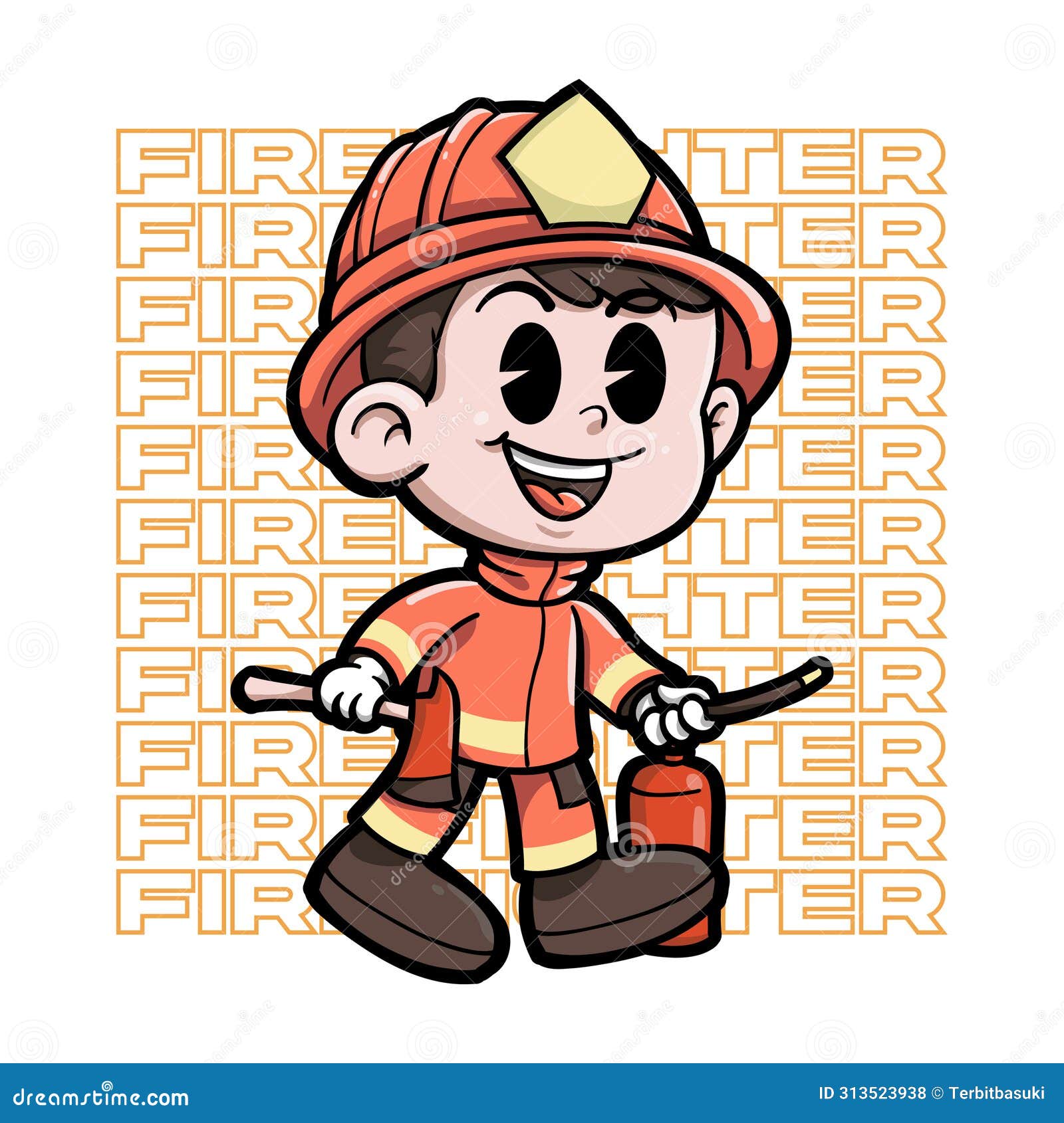 Vector Cartoon Illustration of a Fireman Stock Vector - Illustration of ...