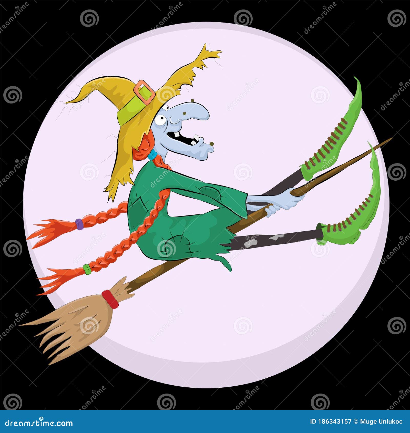 Vector Cartoon Illustration of a Flying Witch Stock Vector ...