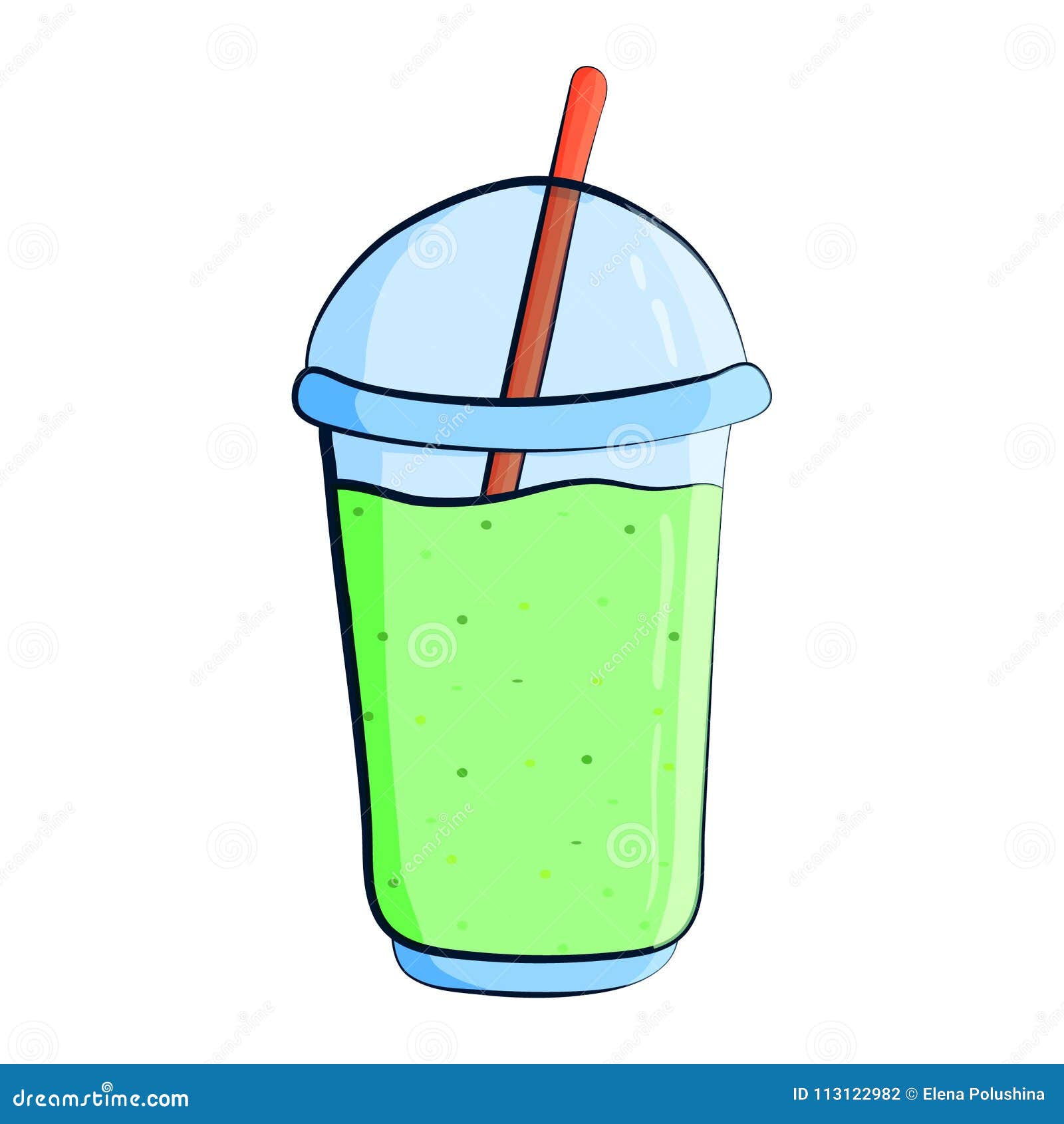 Vector Cartoon Illustration of Green Milkshake Illustration Stock ...