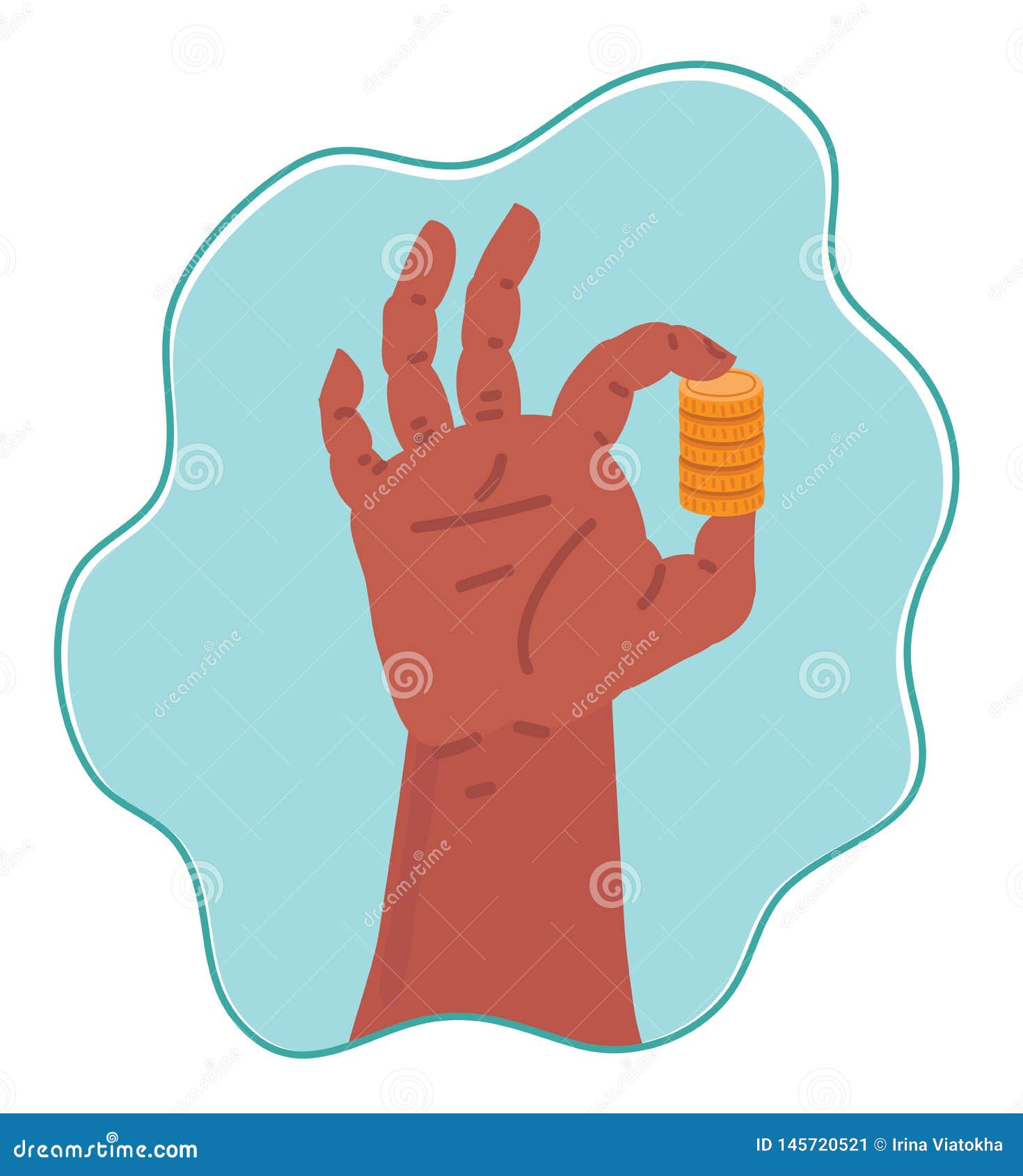 Hands with coins. stock vector. Illustration of market - 145720521