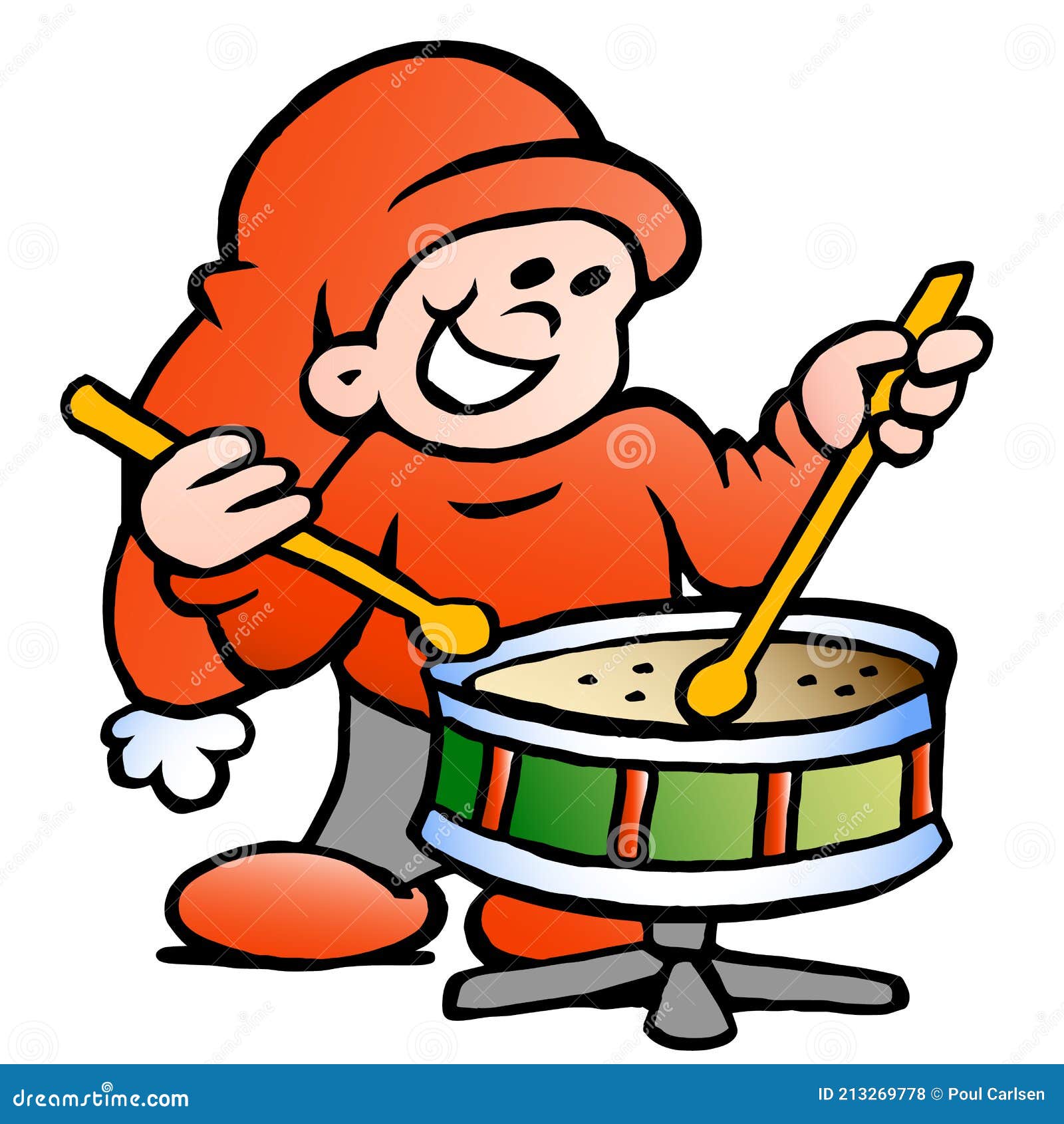 Vector Cartoon Illustration of an Happy Elf Playing Drum Stock Vector ...