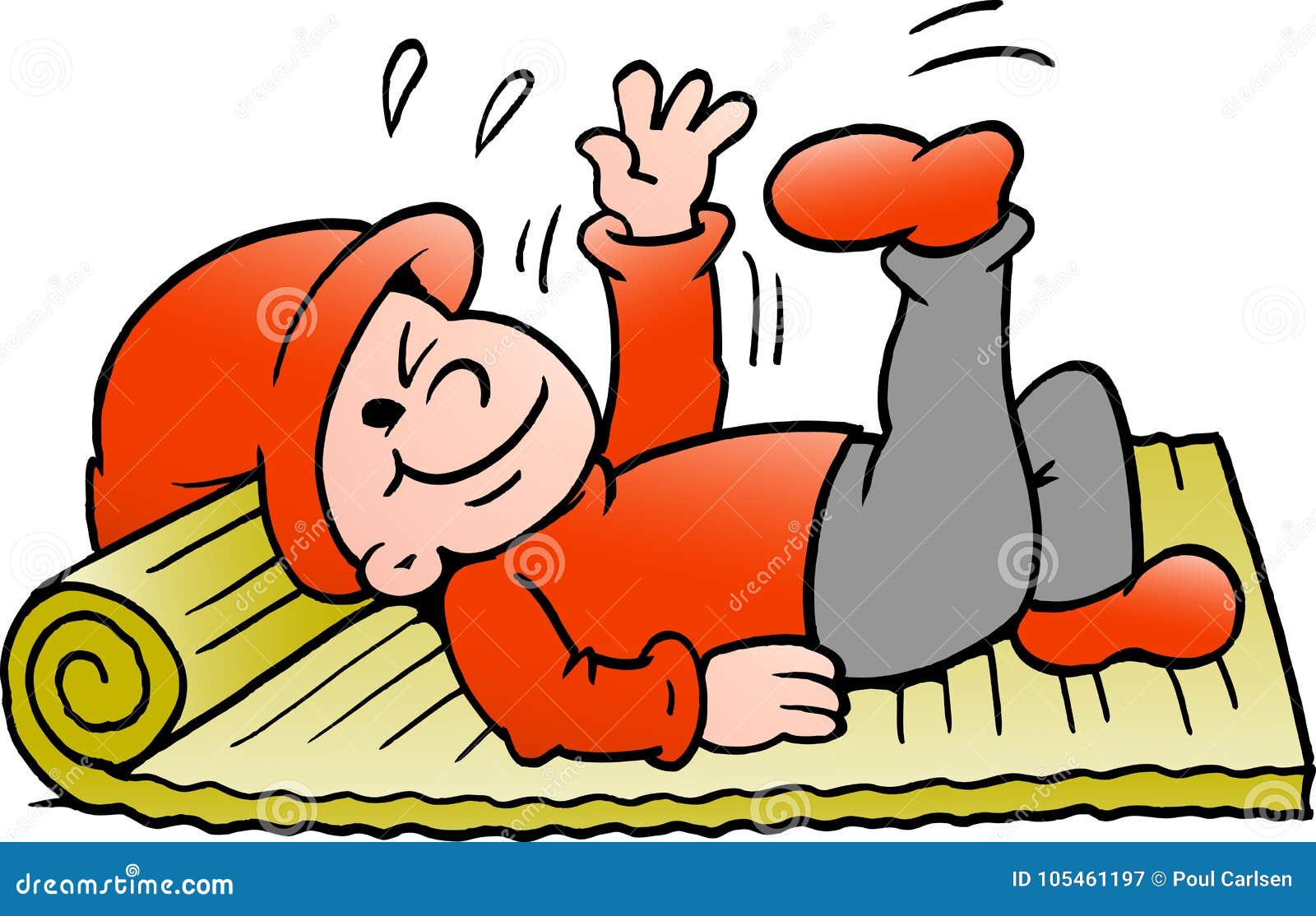 Vector Cartoon Illustration of an Happy Elf There Doing Gymnastics ...