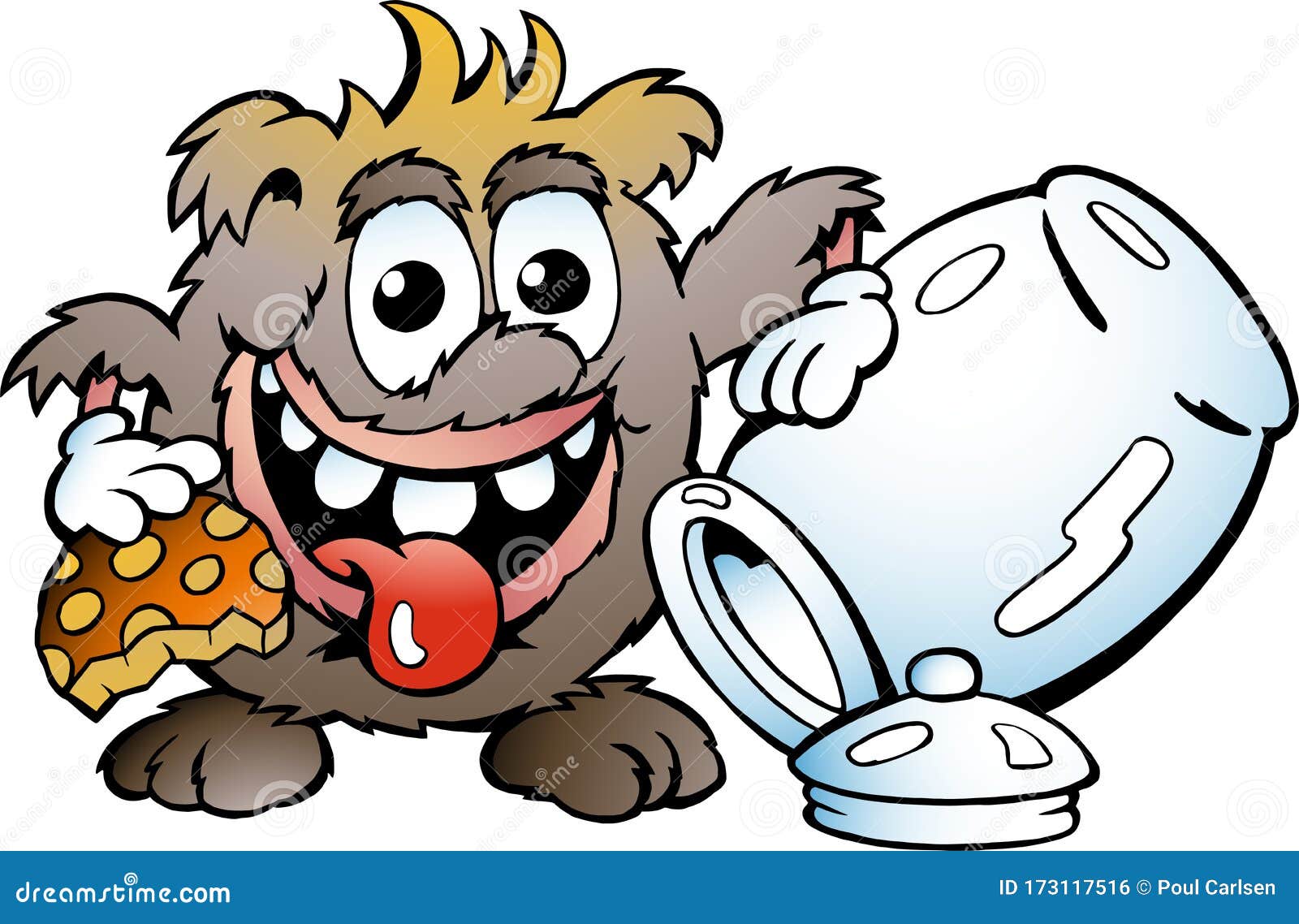 Vector Cartoon Illustration of a Happy Troll Eating Cookie Stock Vector ...