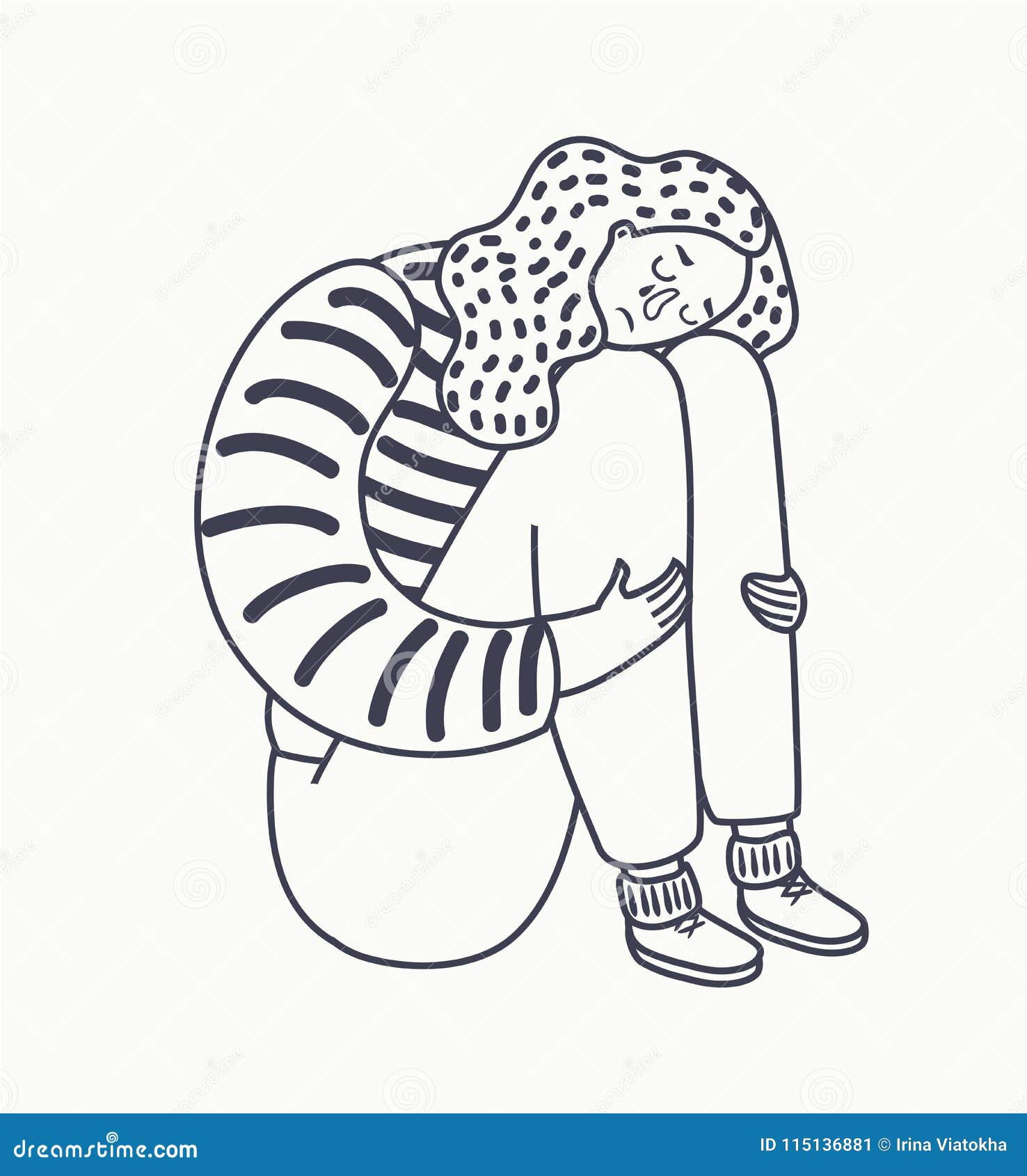 Continuous Line Drawing. Sitting Sad Girl. Vector Illustration Stock ... Continuous Line Drawing. Sitting Sad Girl. Vector Illustration Stock ...