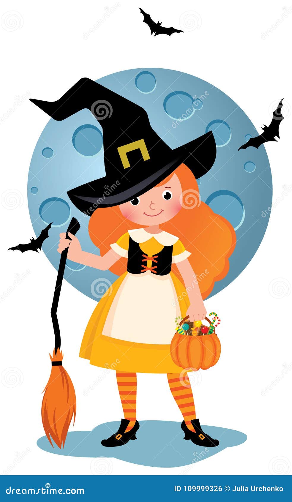Vector Cartoon Illustration of a Little Girl in a Halloween Part Stock ... Vector Cartoon Illustration of a Little Girl in a Halloween Part Stock ...