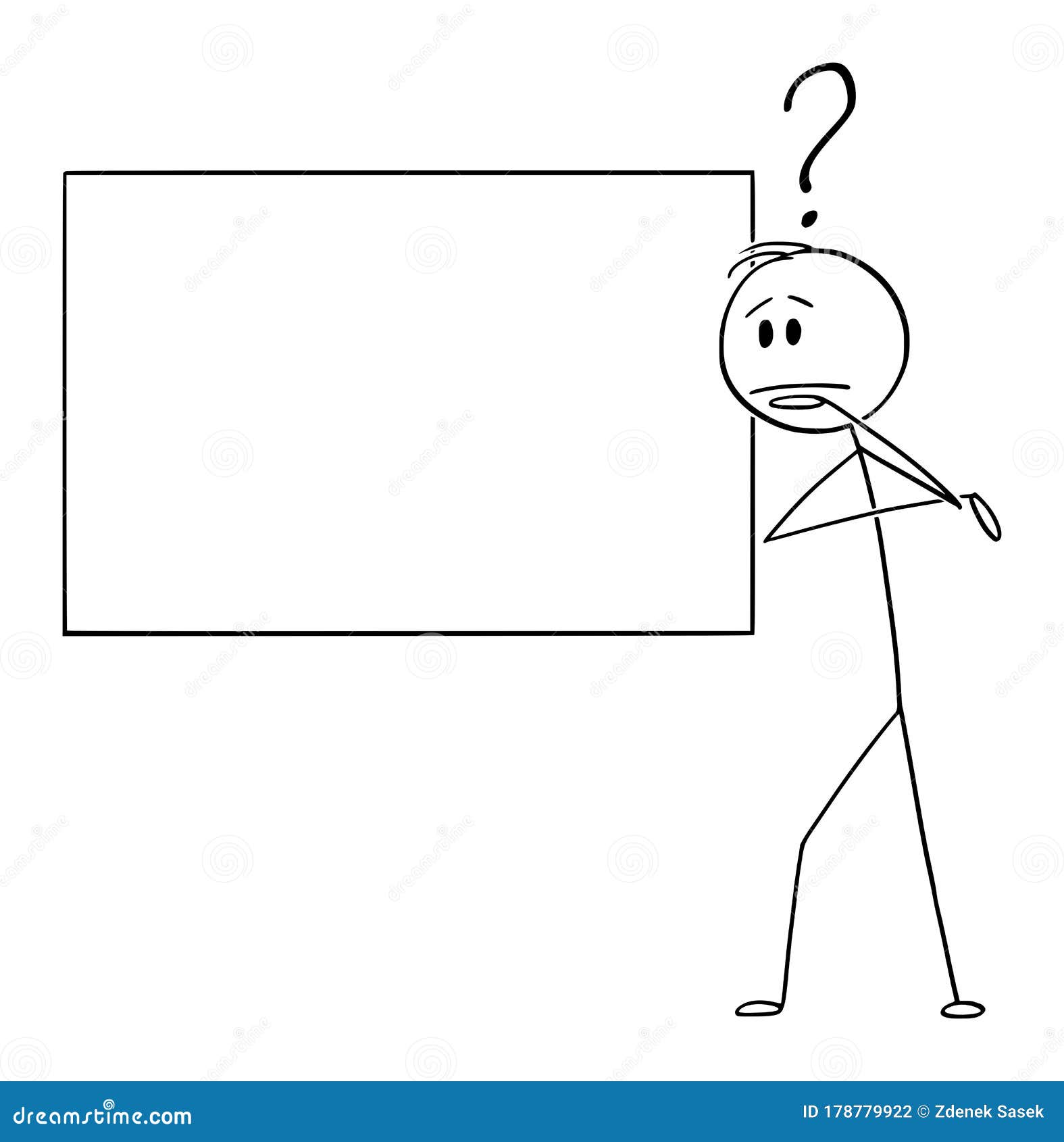 Vector Cartoon Illustration of Man or Businessman Thinking about ...