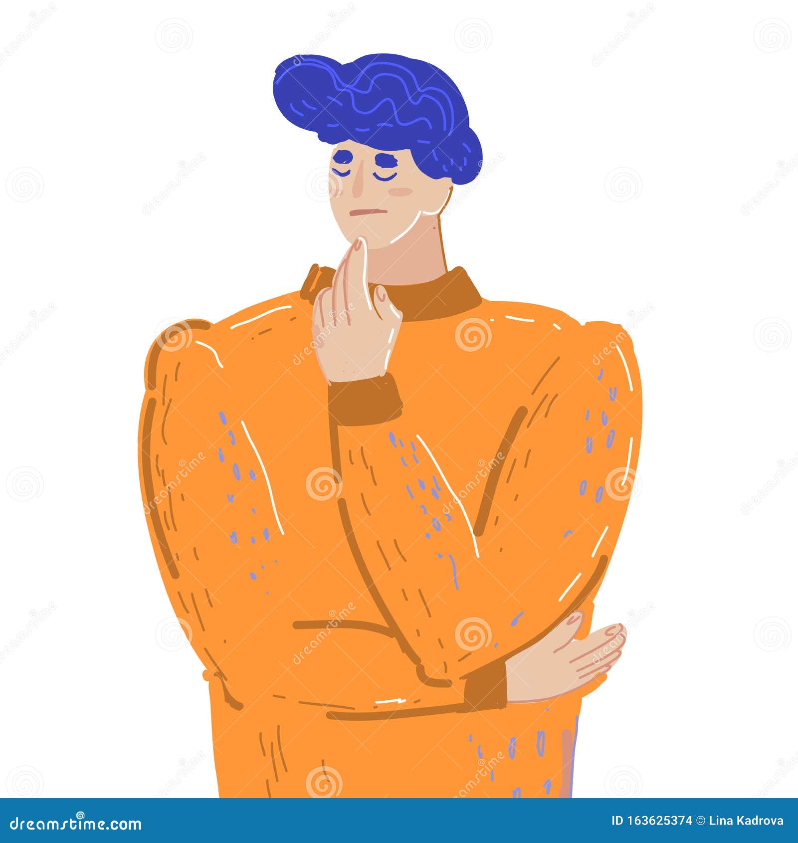 Vector Cartoon Illustration of Man Thinking, Oh, Question, Doubt ...