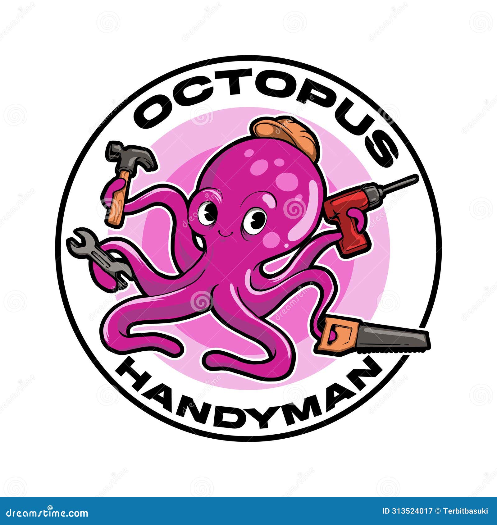 Vector Cartoon Illustration of Octopus As a Handyman Stock Vector ...