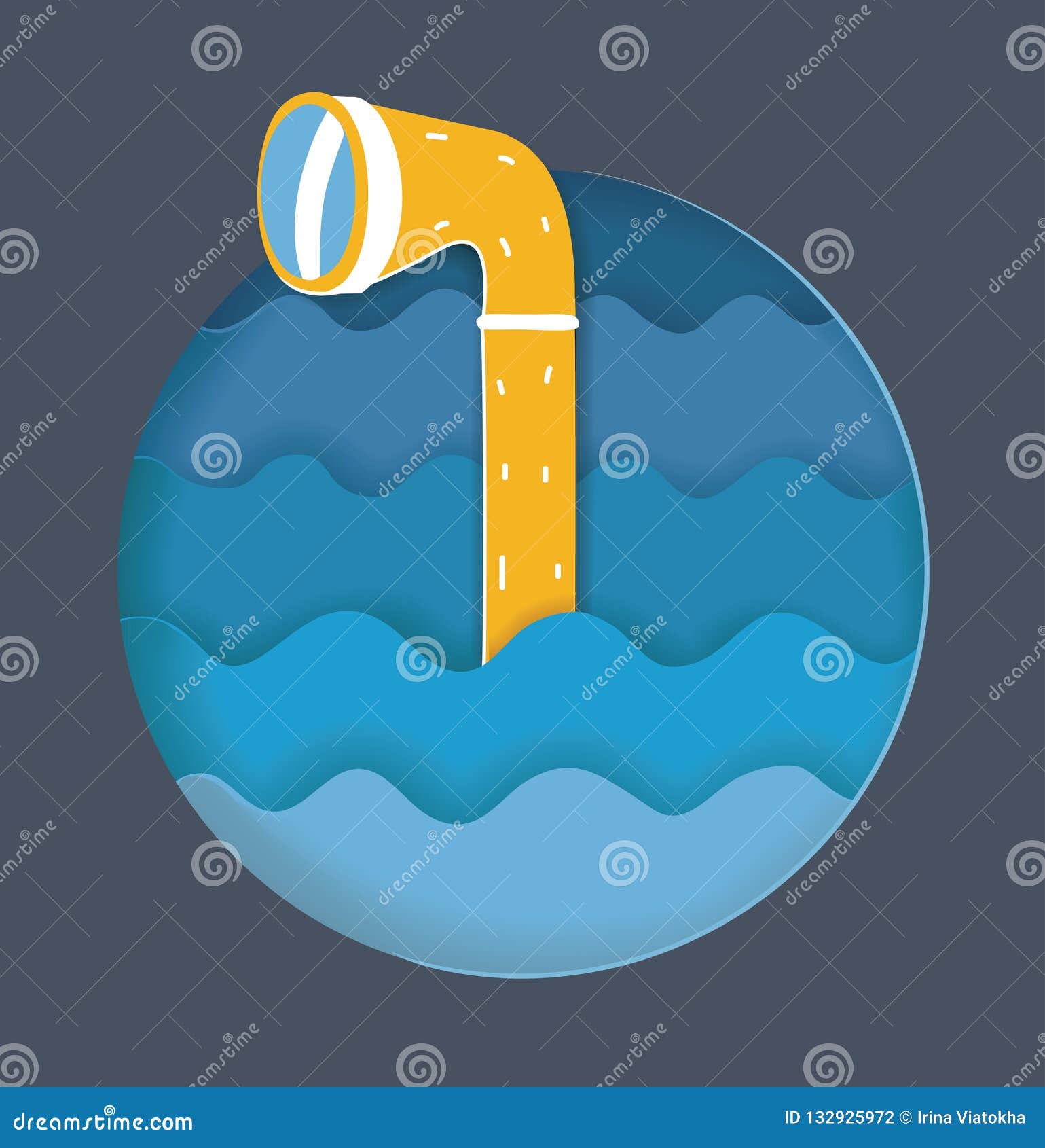 Periscope in sea waves. stock vector. Illustration of background ...