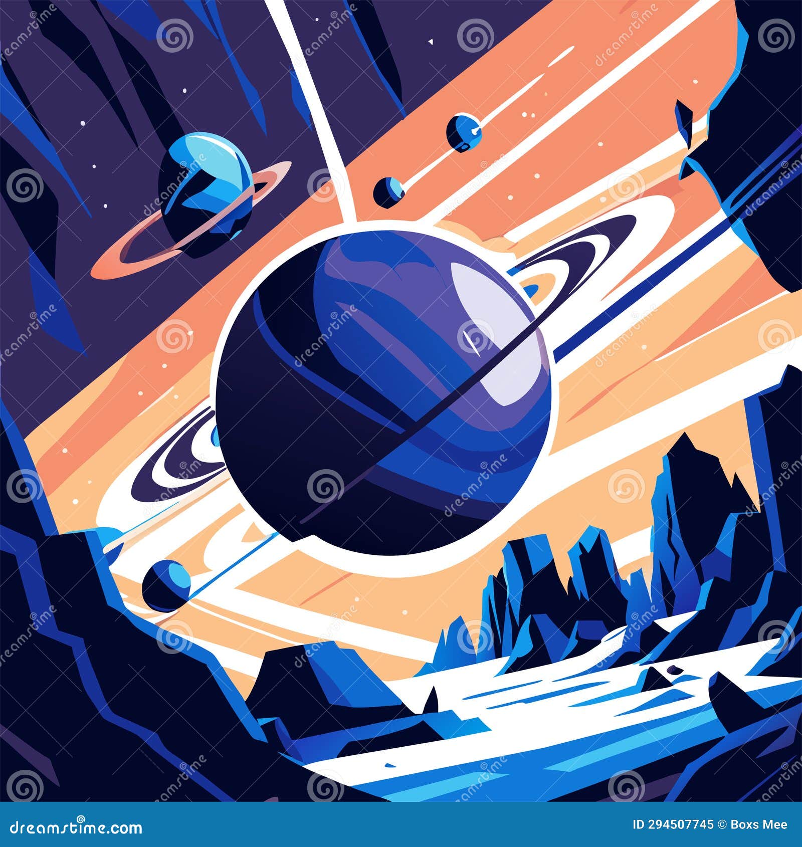 Vector Cartoon Illustration of Planets in Outer Space. Space ...