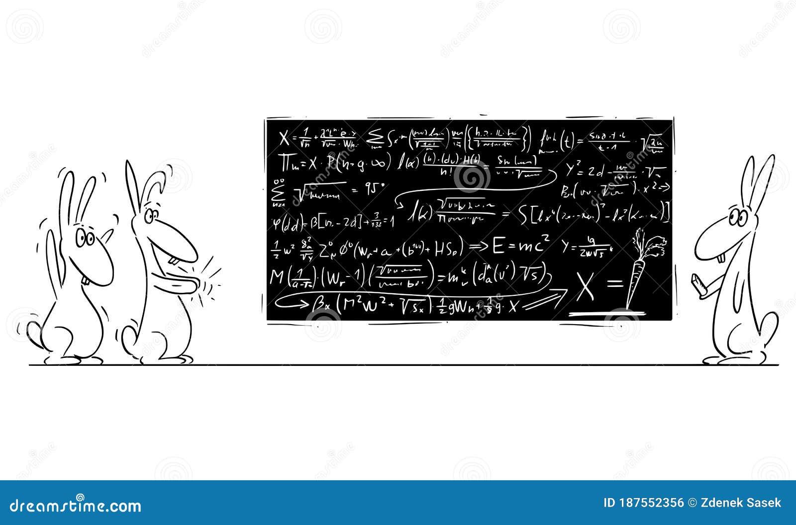 Vector Cartoon Illustration of Rabbit, Hare or Jackrabbit Solving ...