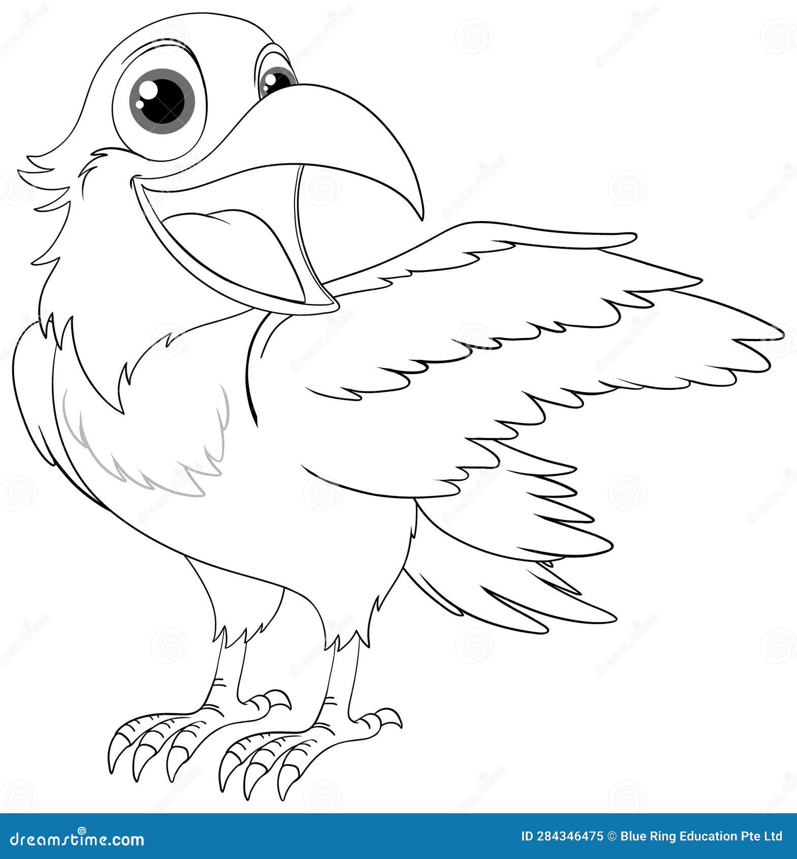 A Vector Cartoon Illustration Of A Raven With One Wing Open, Smiling ...