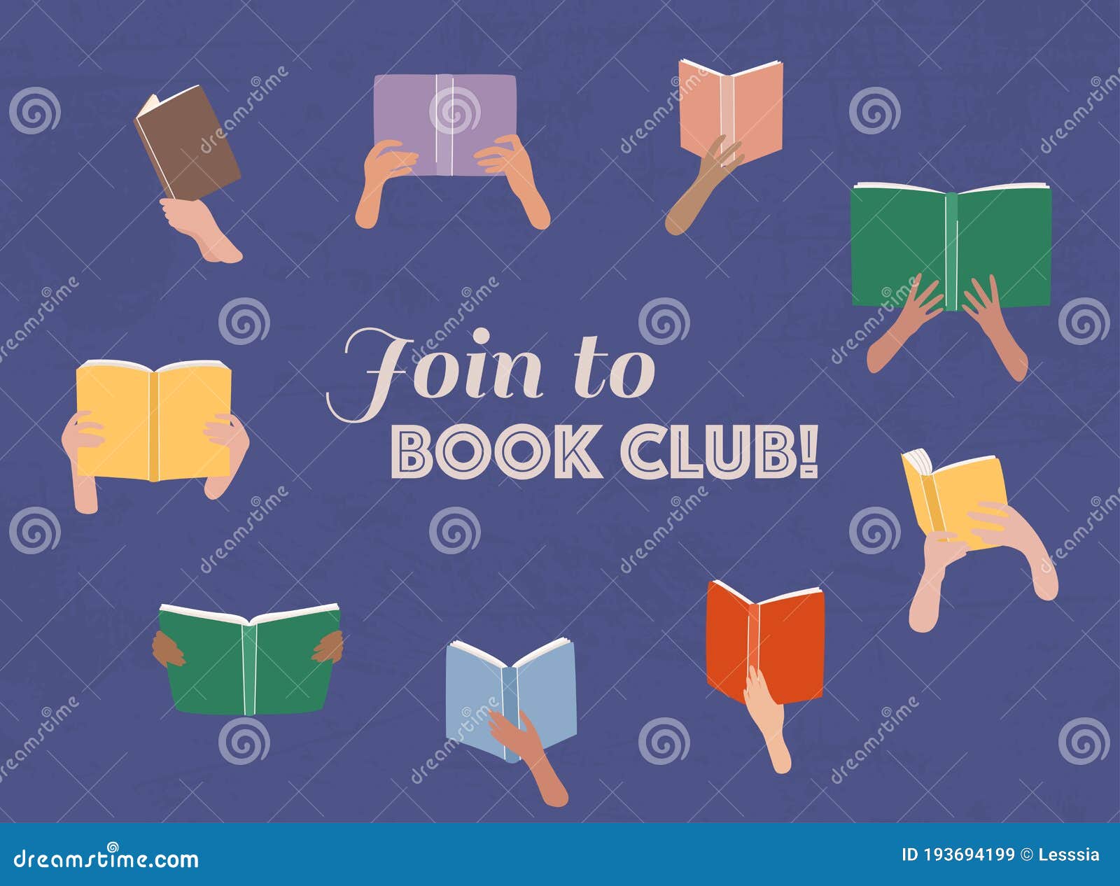 Vector Cartoon Illustration of Reading Club. Open Books in Hands Stock ...