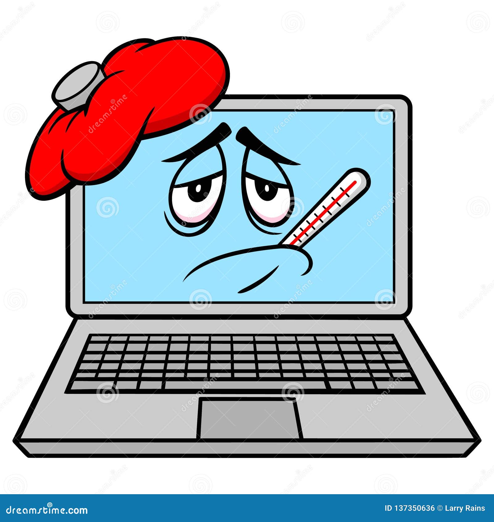 Sick Laptop Cartoon | CartoonDealer.com #34607971