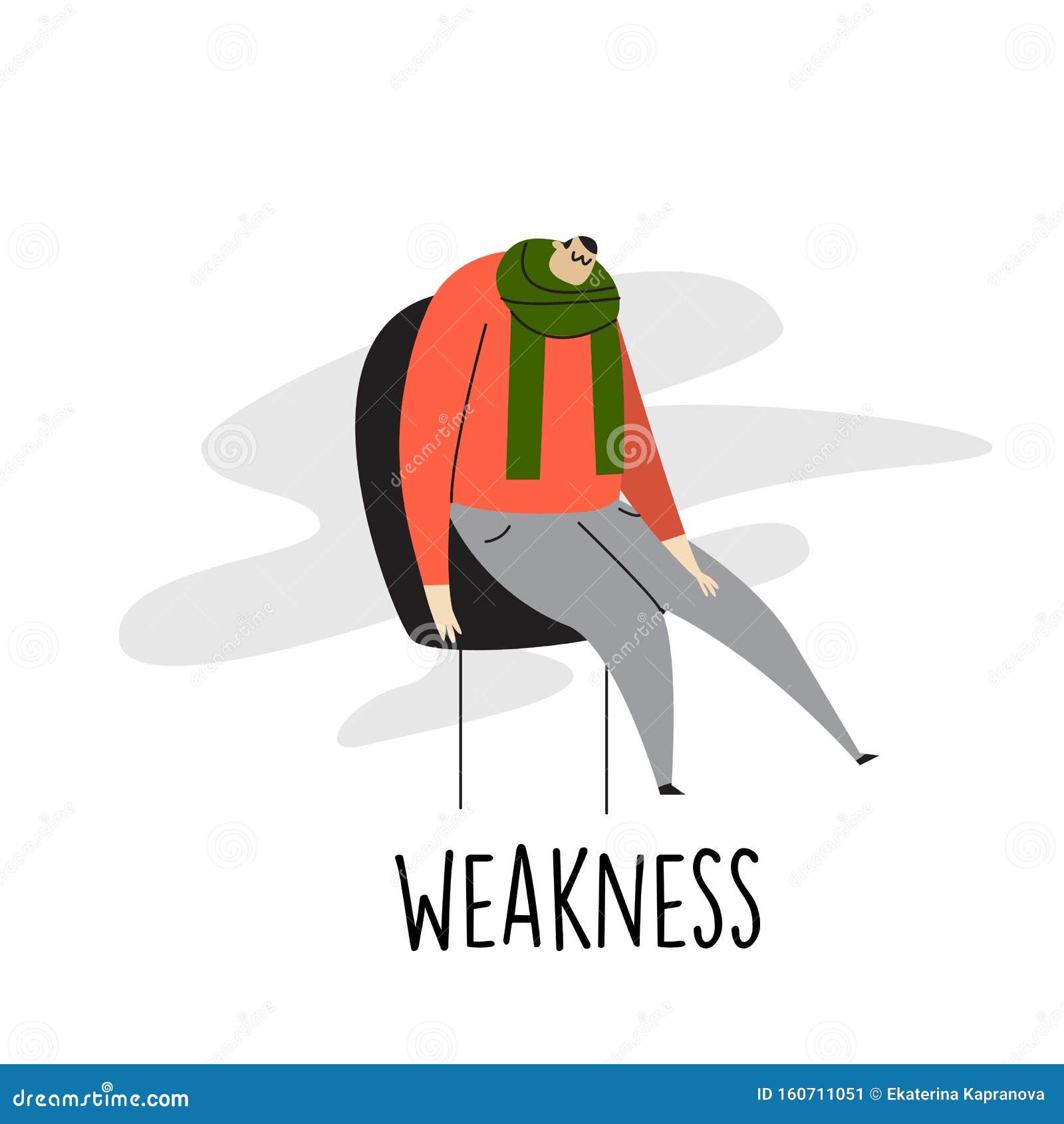 Vector Cartoon Illustration Of Sick Man Sitting In A Chair And ...