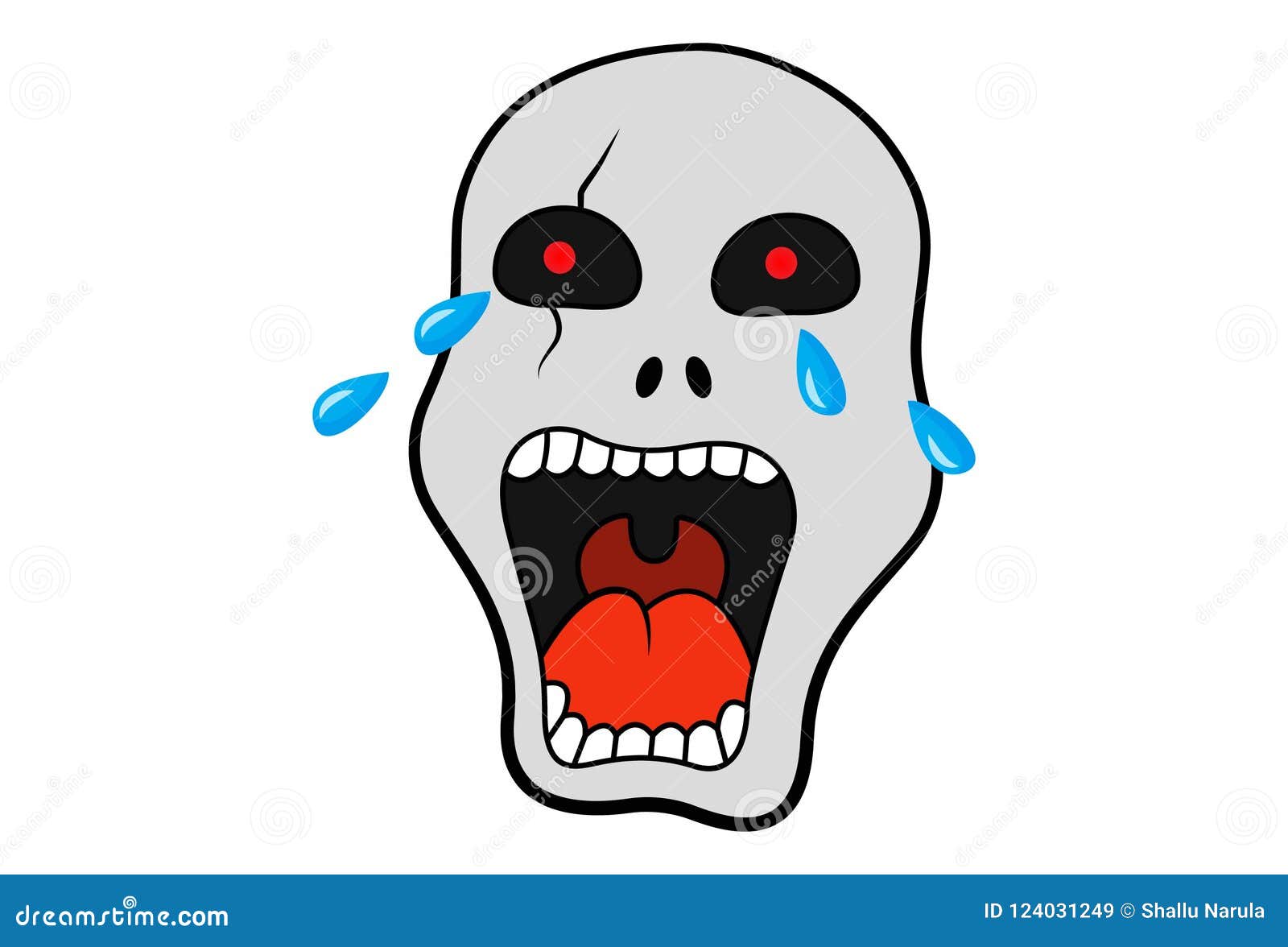 Crying Skull Emoji Cartoon Vector | CartoonDealer.com #106812531