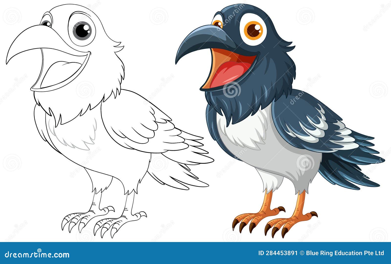 A Vector Cartoon Illustration Of A Smiling Raven Standing Isolated On A ...