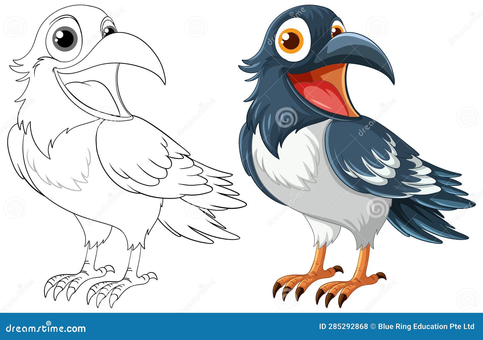 A Vector Cartoon Illustration Of A Smiling Raven Standing Isolated On A ...