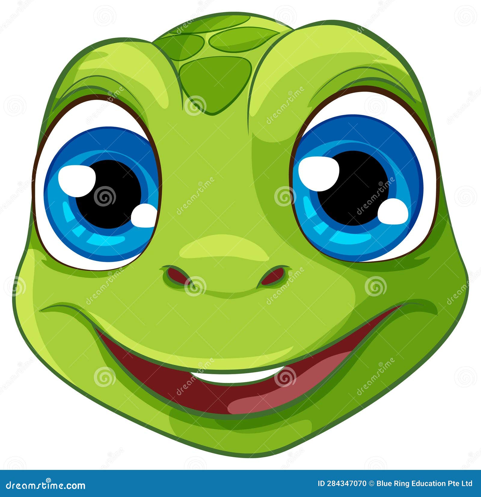 A Vector Cartoon Illustration of a Smiling Turtle Face Isolated on a ...