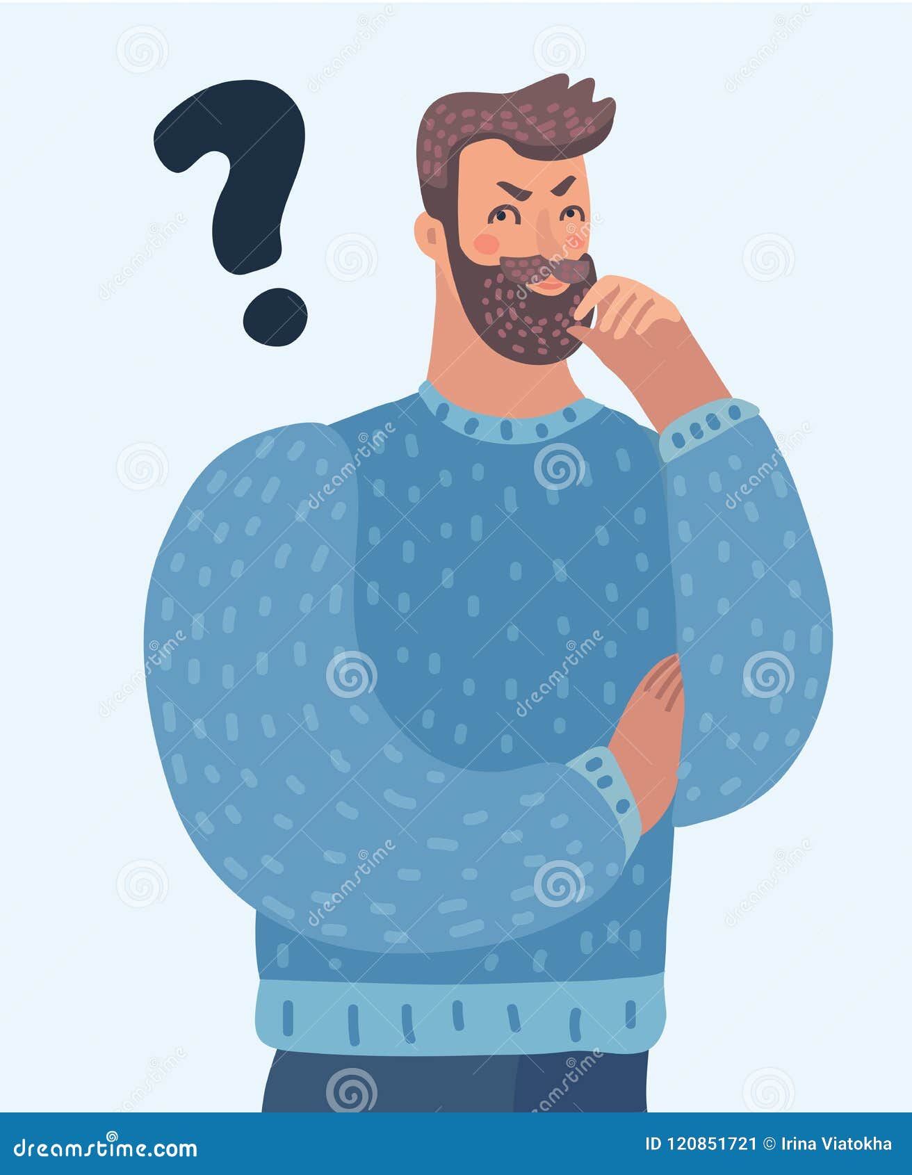 Cartoon Thinking Man with Question Mark Stock Vector - Illustration of ...