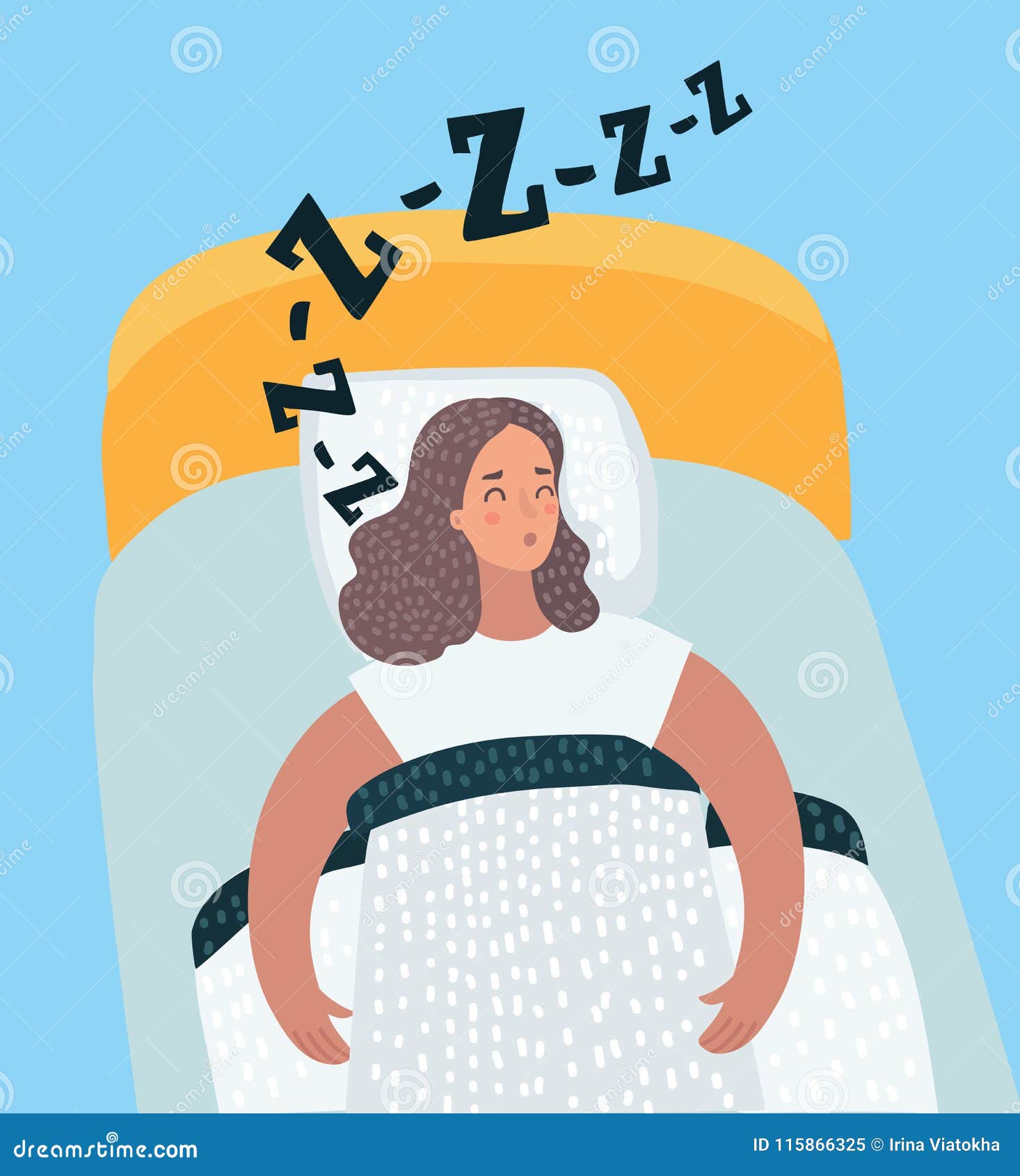 Woman Sleeping at Night in Her Bed. Stock Vector - Illustration of ... Woman Sleeping at Night in Her Bed. Stock Vector - Illustration of ...