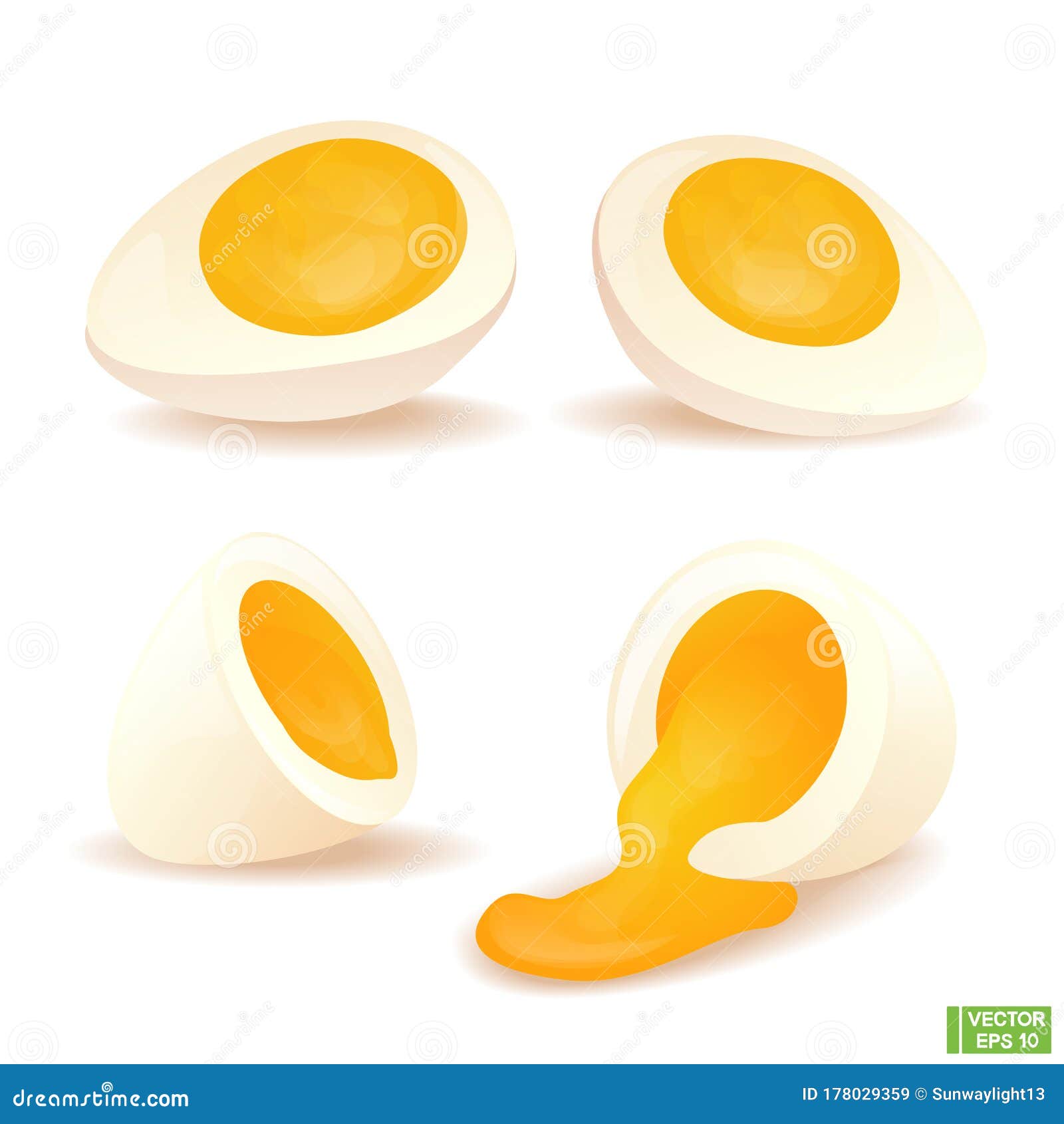 Set of halved cartoon eggs stock vector. Illustration of sketch - 178029359
