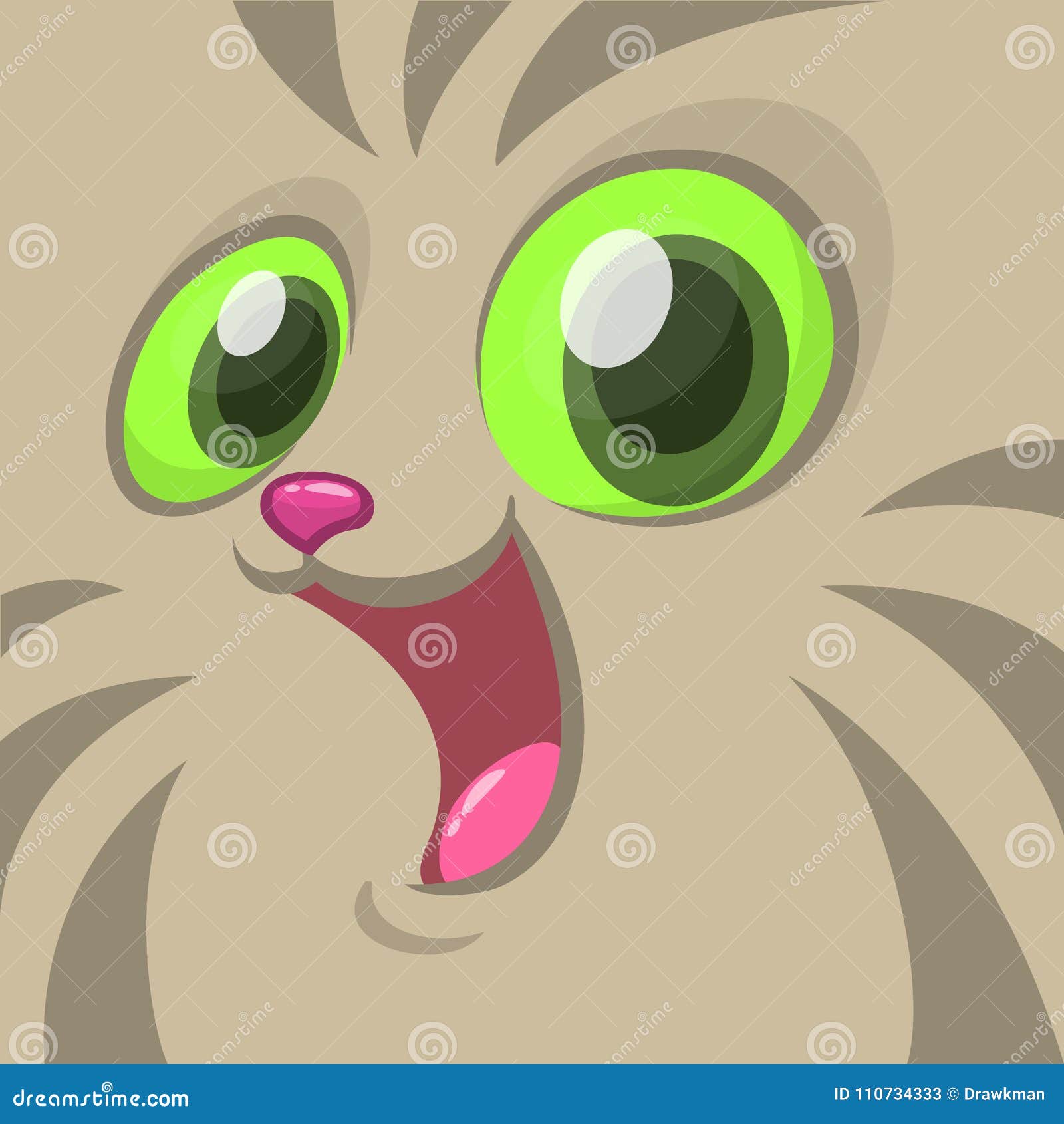 Vector Cartoon Image of a Gray Cat Face. Vector Cat Head Avatar. Stock ...