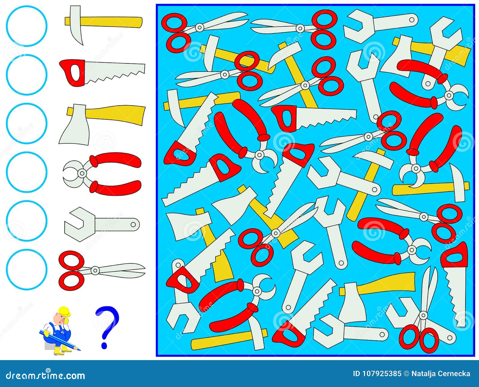 Exercise For Young Children. Need To Count The Tools And Write ...