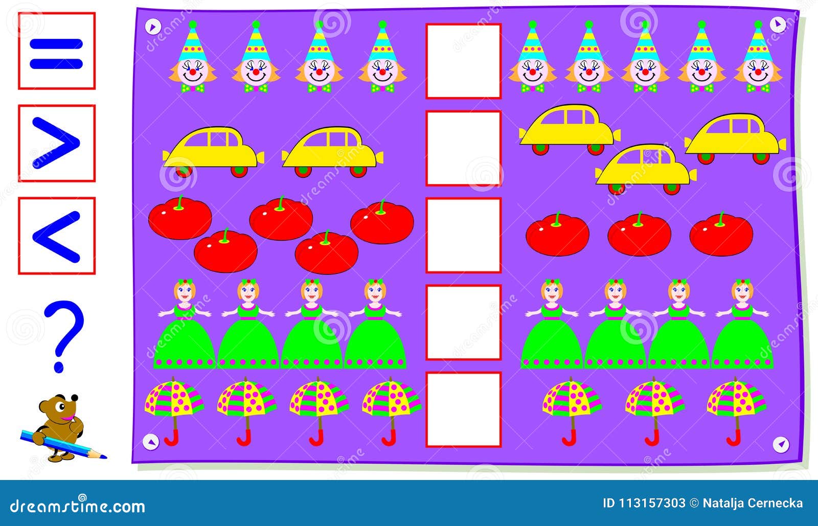 Mathematical Exercise for Young Children. Need To Count the Quantity of ...