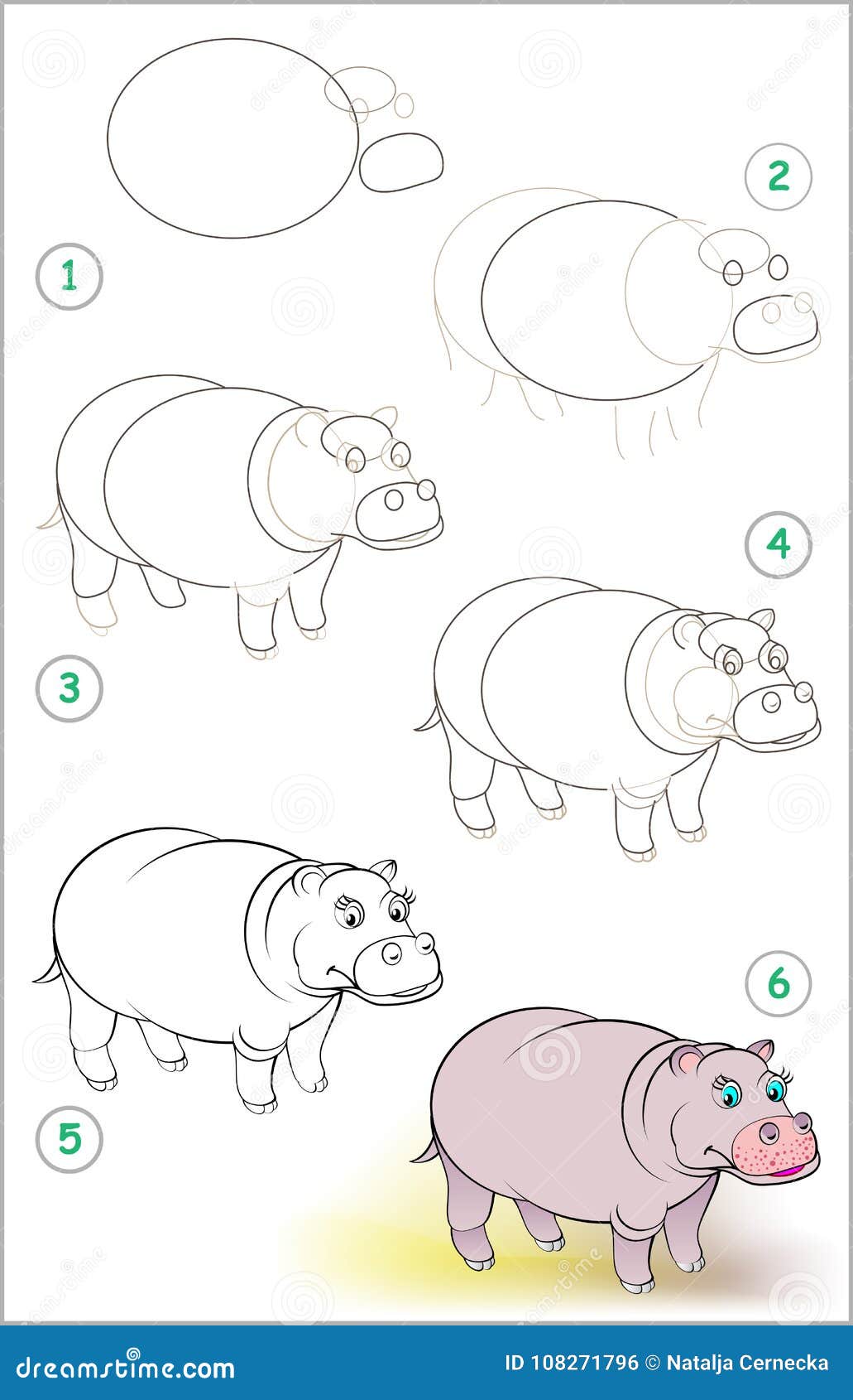 How To Draw A Hippo For Kids