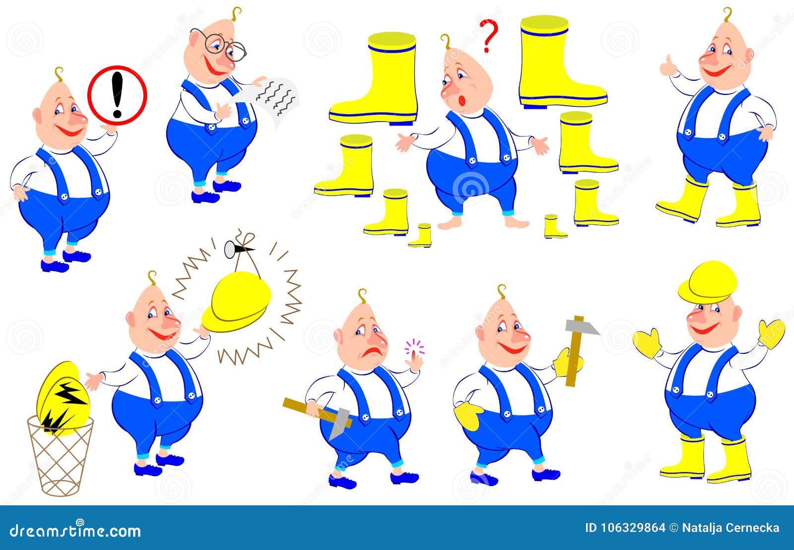 Set of Illustrations with Rules of Labor Protection. Stock Vector ...