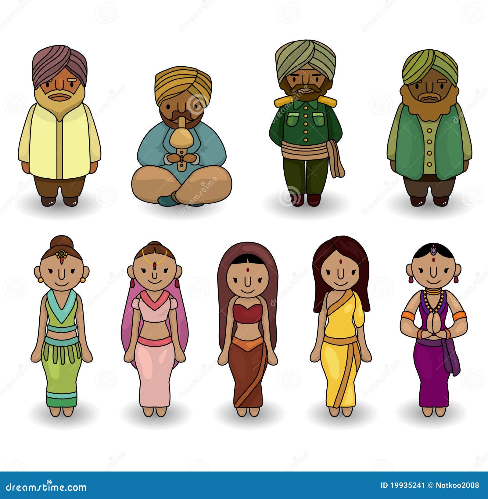 Vector of Cartoon Indian Icon Set Stock Vector - Illustration of east ...