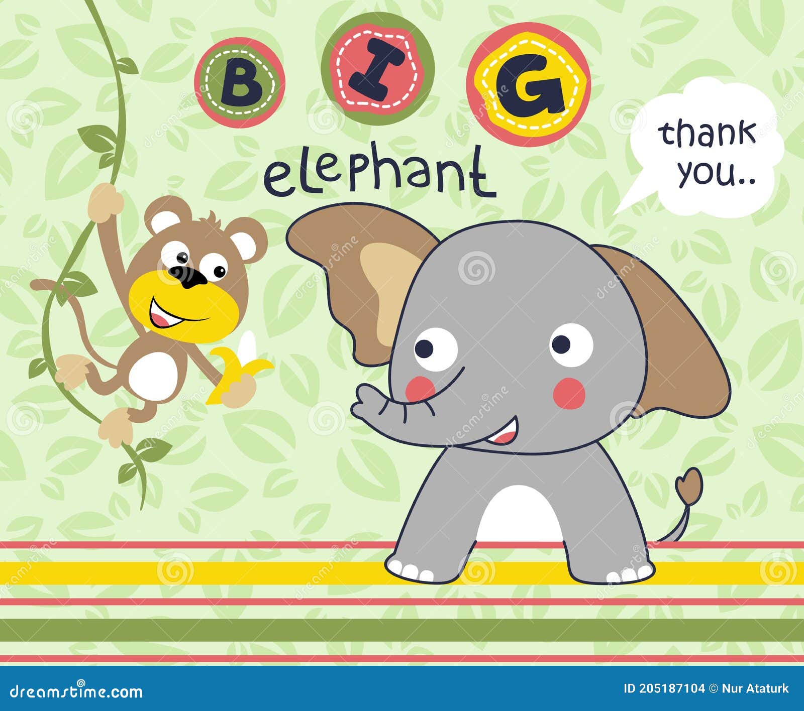 Cartoon of Cute Elephant and Monkey Stock Vector - Illustration of ...