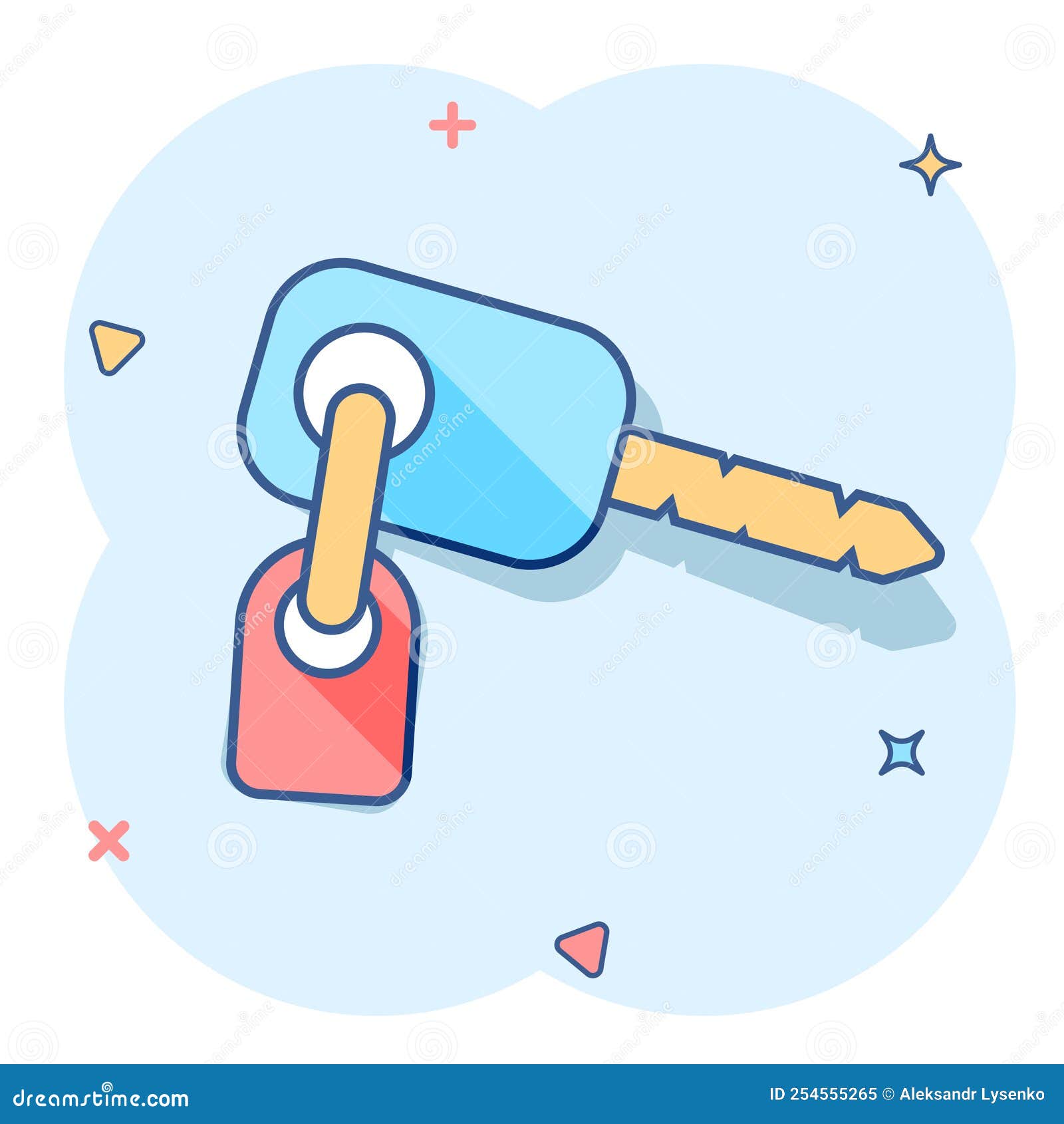 Vector Cartoon Key Icon In Comic Style Secret Keyword Sign Illustration Pictogram Stock Vector