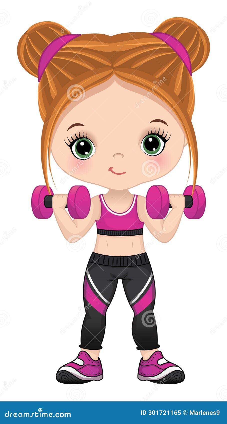 Vector Cartoon Little Girl Doing Workout Stock Illustration ...