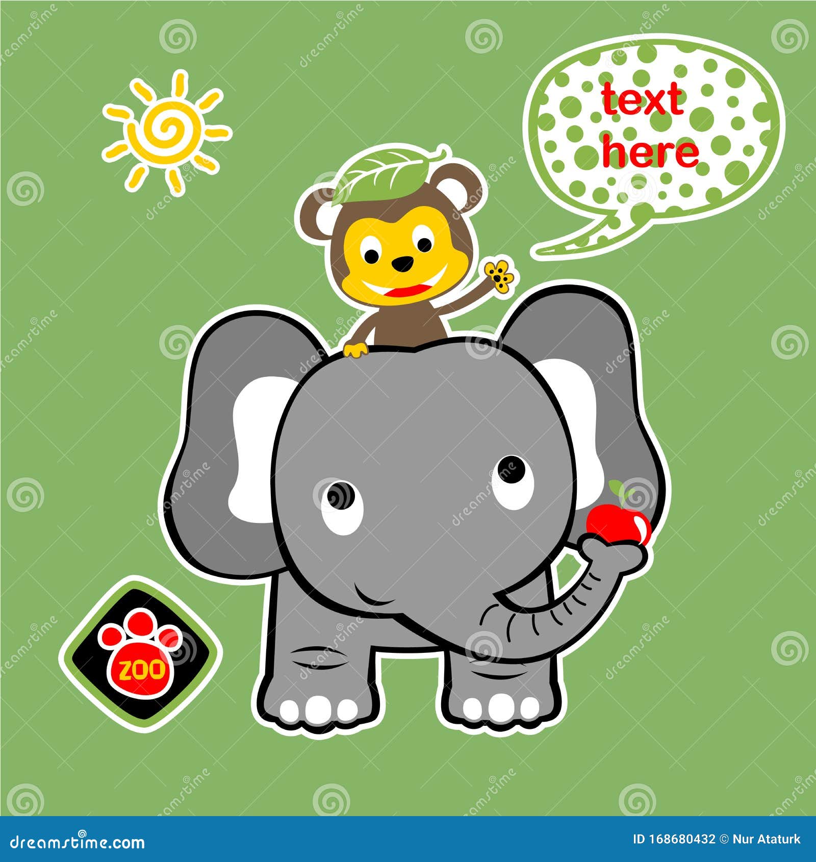 Vector Cartoon of Little Monkey Ride on Elephant Stock Vector ...