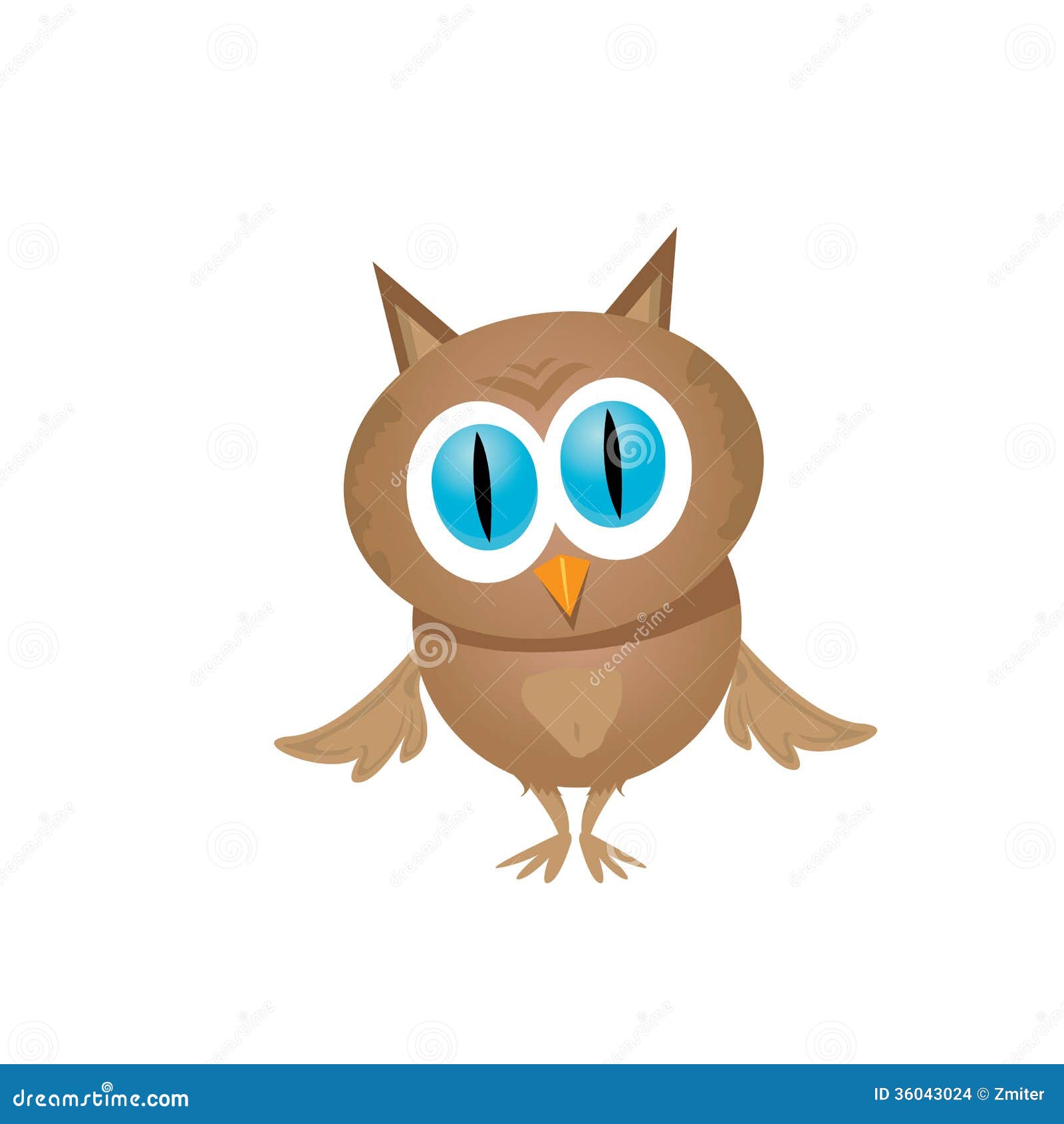 Vector Cartoon Little Owl Bird Isolated on White Stock Vector ...