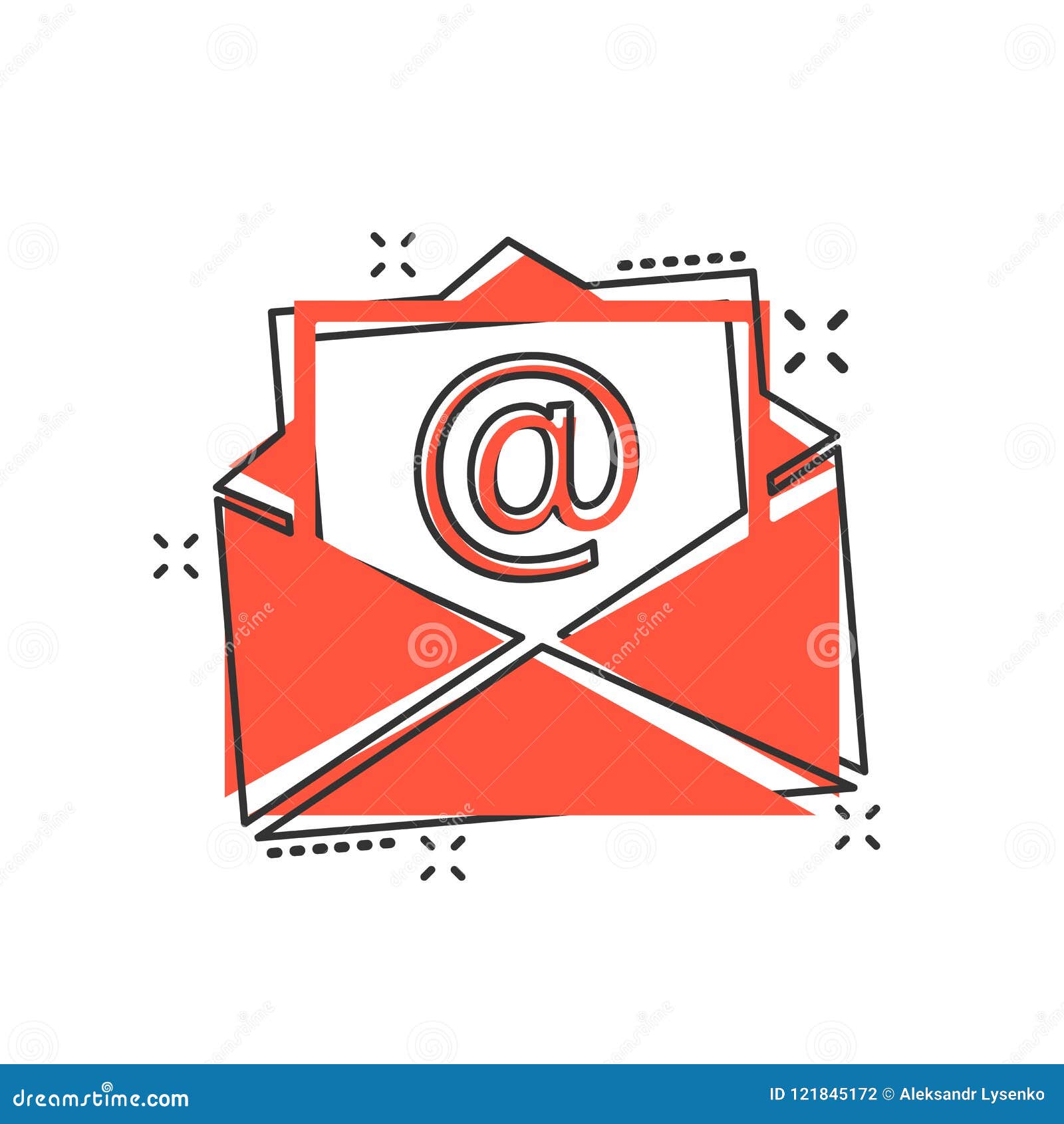 Vector Cartoon Mail Envelope Icon in Comic Style. Email Sign Ill Stock ...