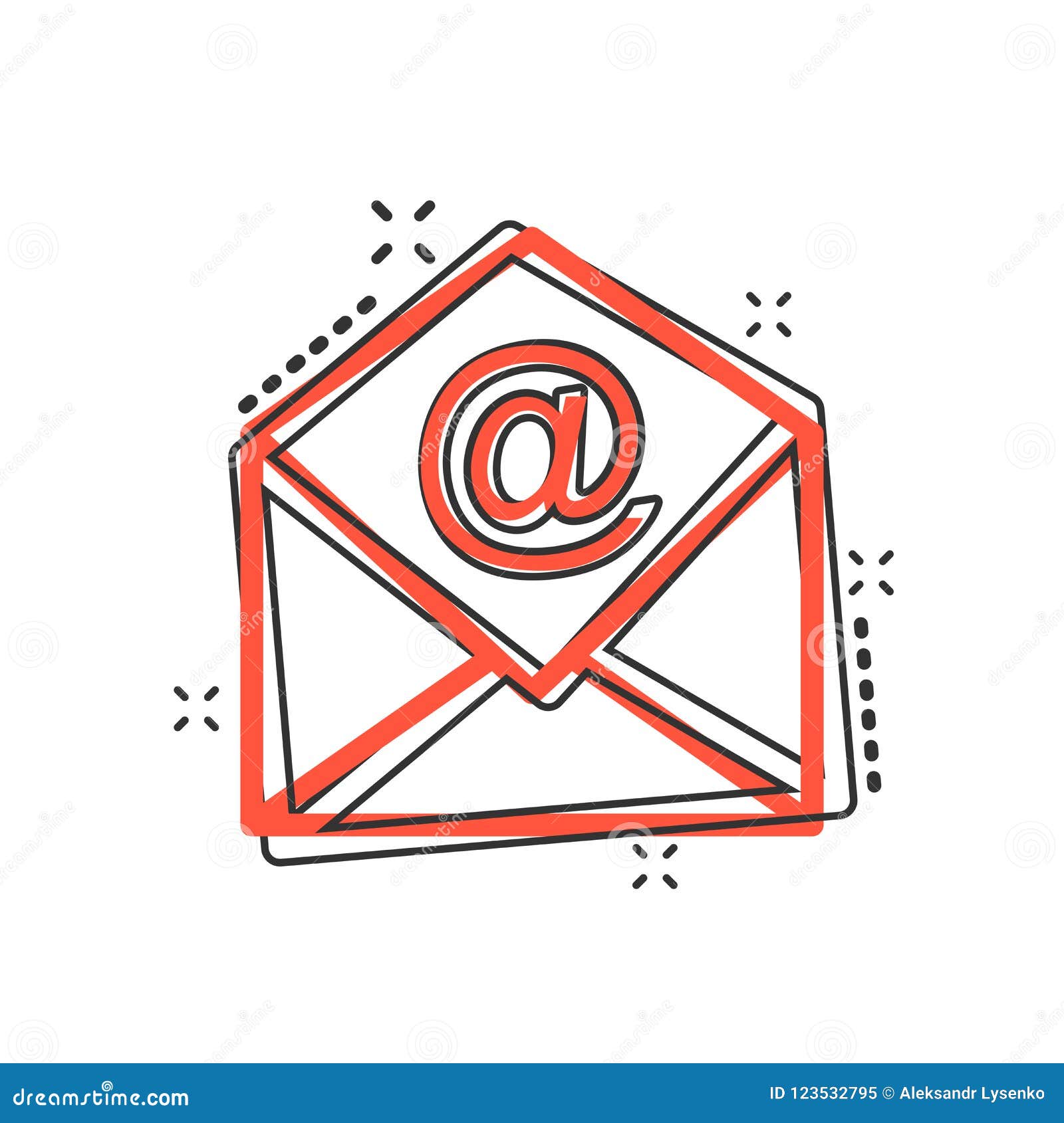 Vector Cartoon Mail Envelope Icon in Comic Style. Email Sign Ill Stock ...