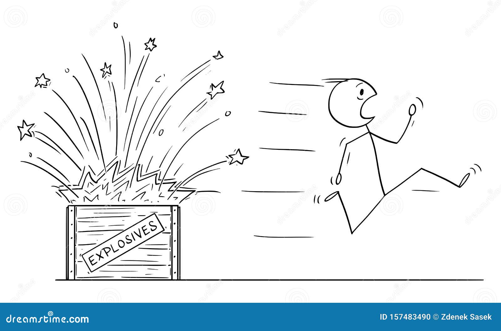 Vector Cartoon Of Man, Bomb Disposal Expert Or Pyrotechnist Running ...