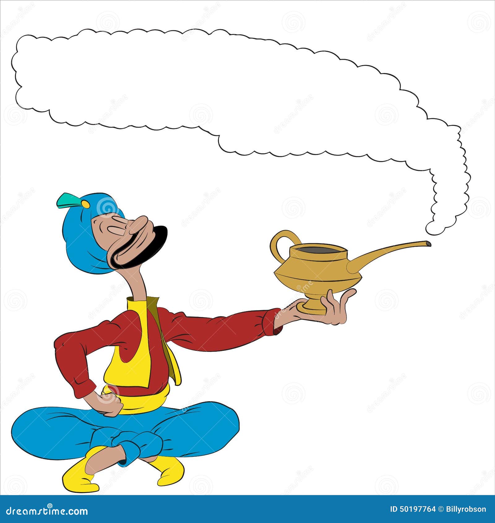 Vector Cartoon Man with a Magic Lamp Stock Vector - Illustration of ...