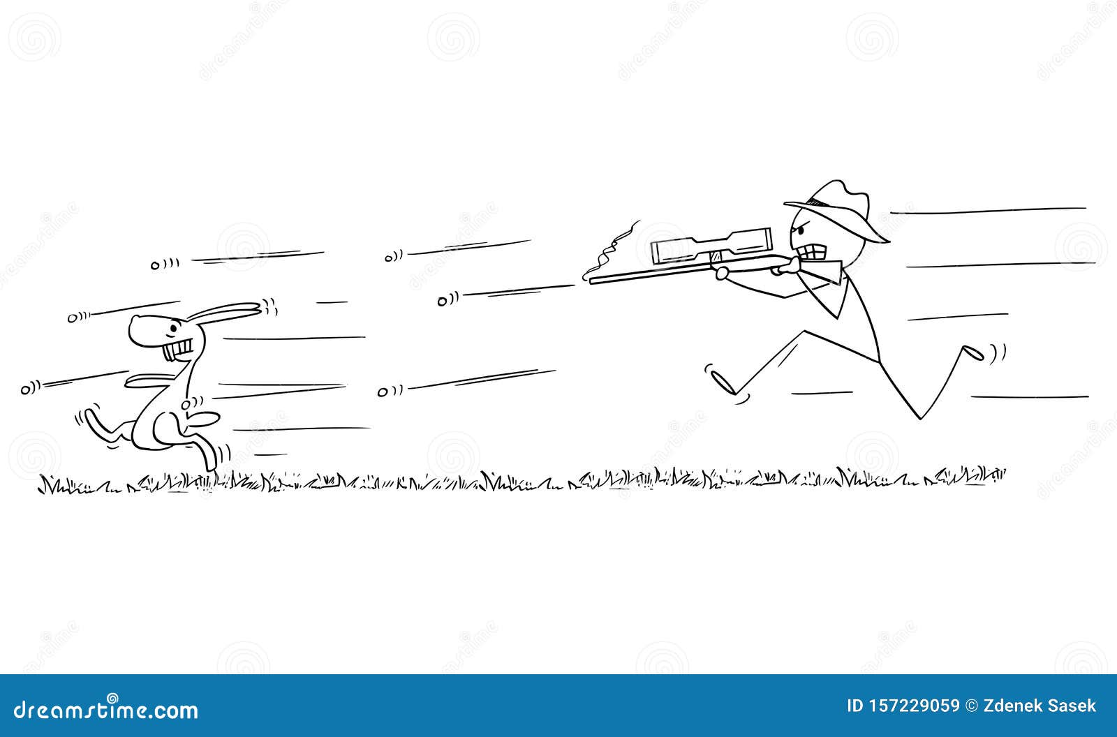 The Fox Is Chasing A Rabbit In An African Savanna Vector Illustration ...