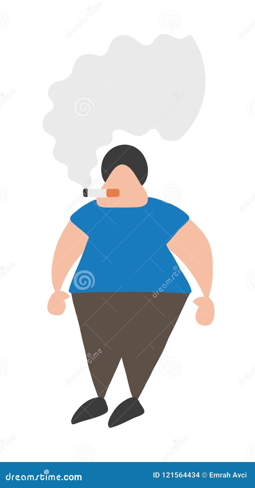 Vector Cartoon Man Standing and Smoking Cigarette Stock Vector ...
