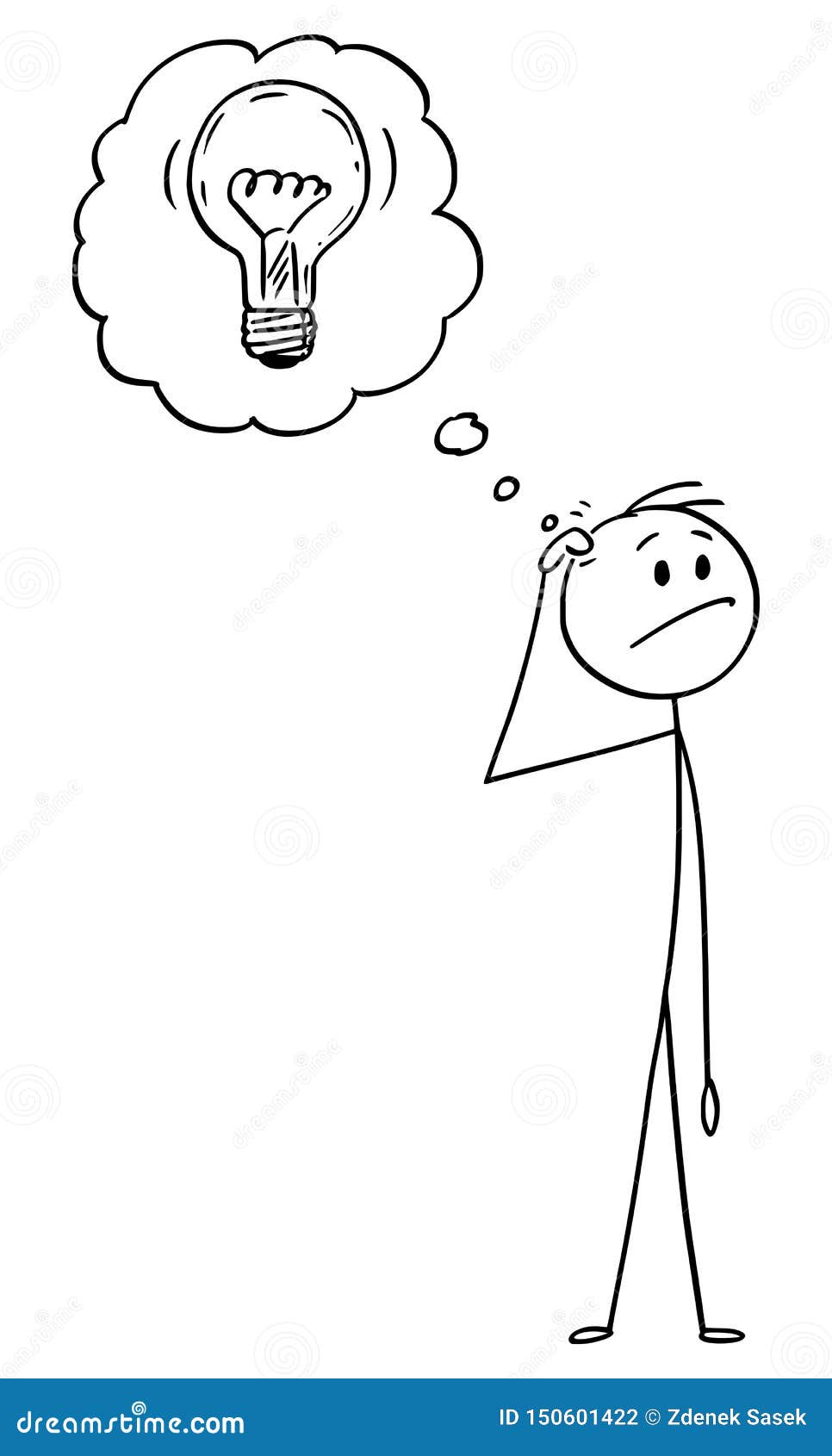 Vector Cartoon of Man Thinking about Problem and Just Got an Idea Stock ...