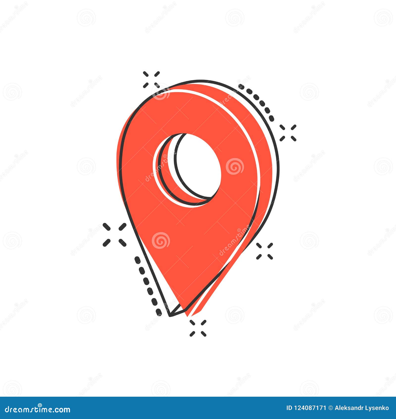 Vector Cartoon Map Pointer Icon in Comic Style. Gps Navigation M Stock ...