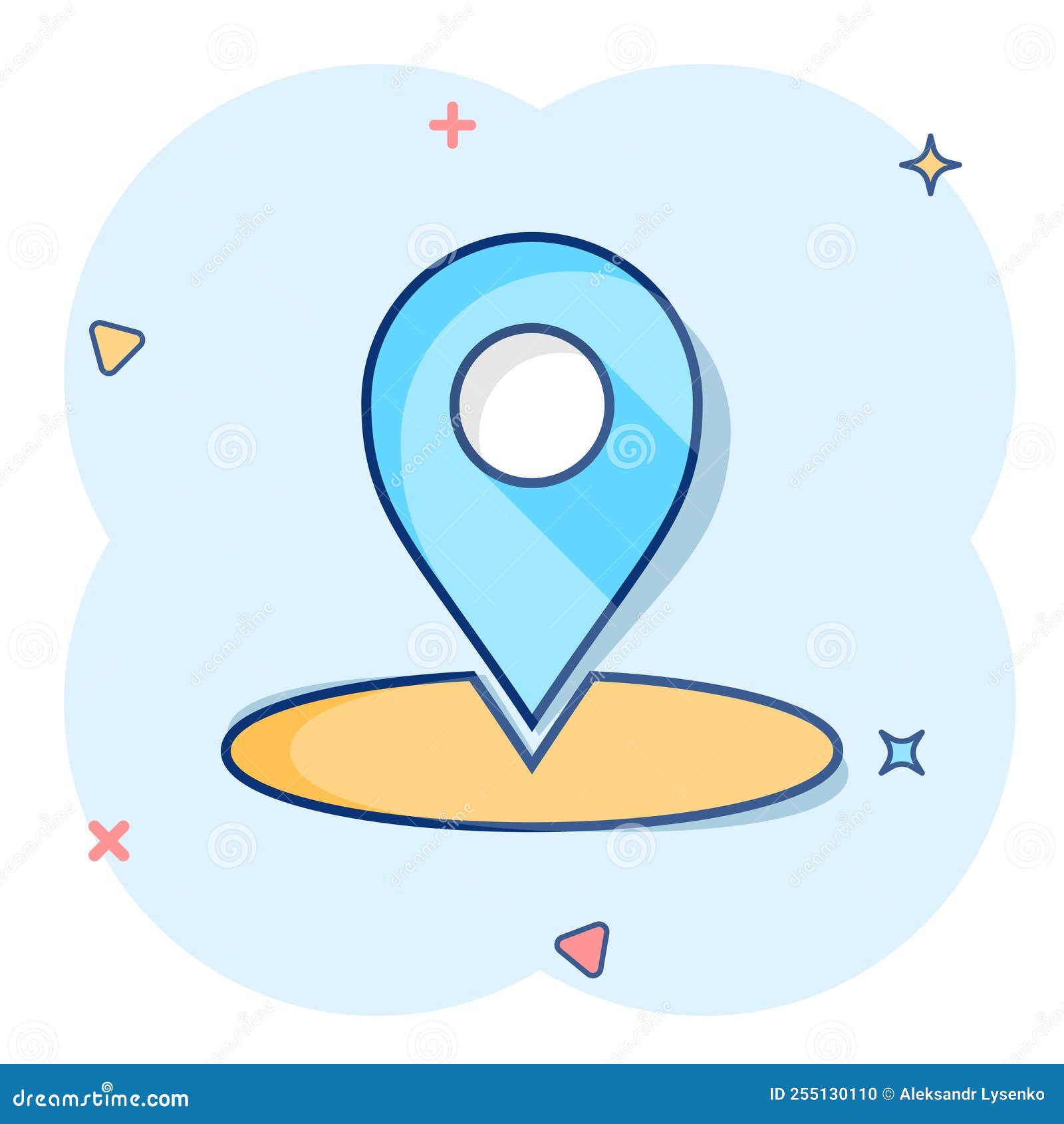Vector Cartoon Map Pointer Icon in Comic Style. Gps Navigation Mark ...